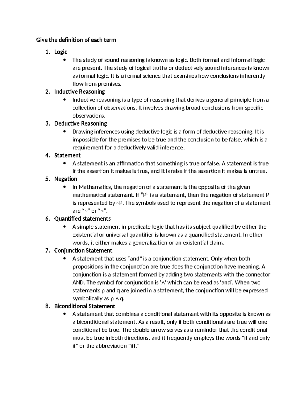 MMWDefinition( Domasig) - Give the definition of each term 1. Logic The ...