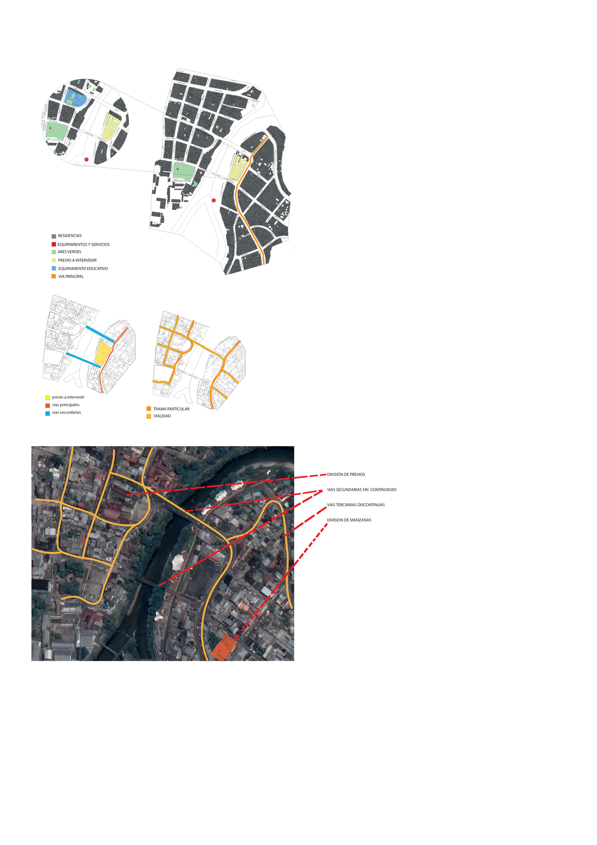 Mapas Final 1 - previo a intervenir vias principales vias secundarias PUENTE PEATONAL PUENTE ...