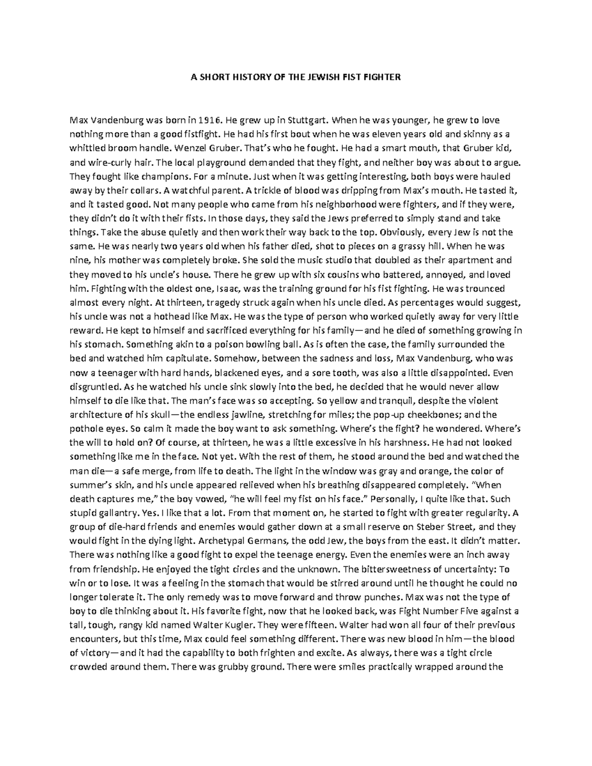 A Short History OF THE Jewish FIST Fighter - A SHORT HISTORY OF THE ...