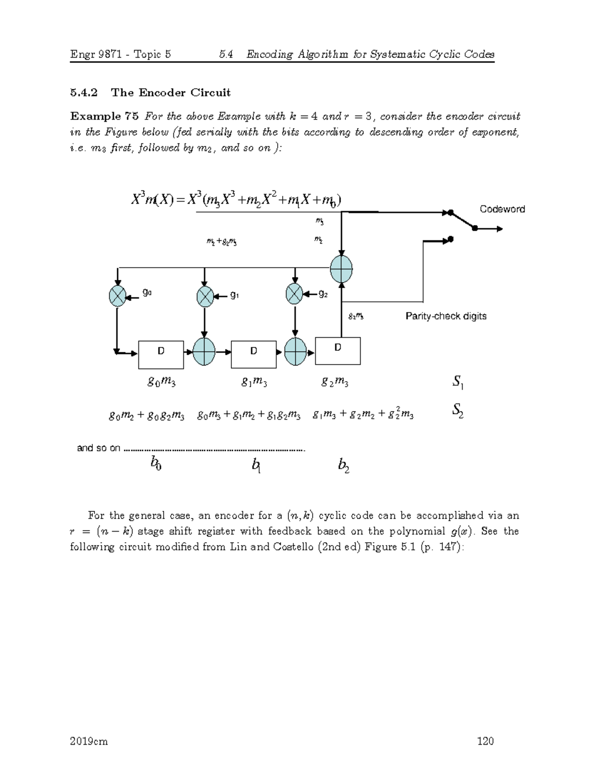 T5 Gapnotes Sect5dot5 - Engr 9871 - Topic 5 5 Encoding Algorithm for ...