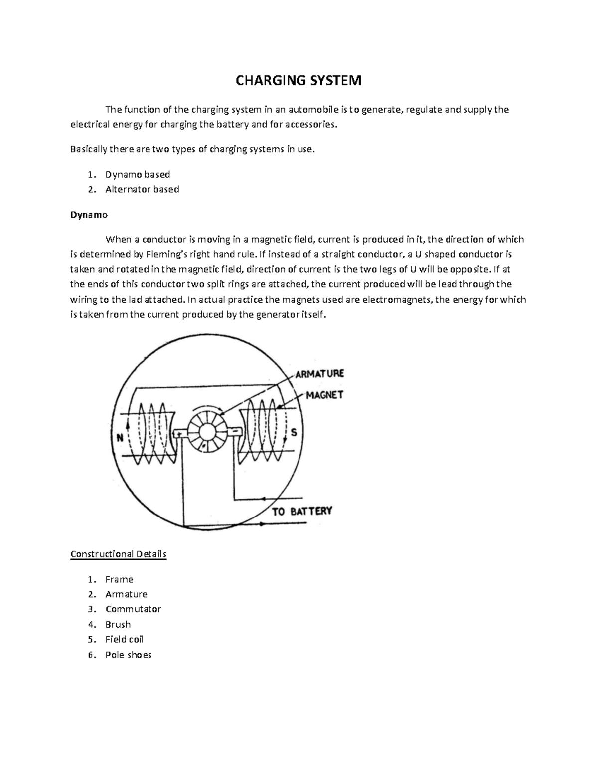 Charging & Starting System - CHARGING SYSTEM The function of the ...