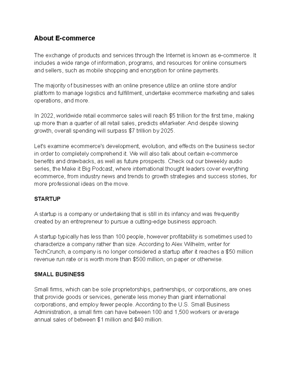 About E-commerce - About E-commerce The exchange of products and ...