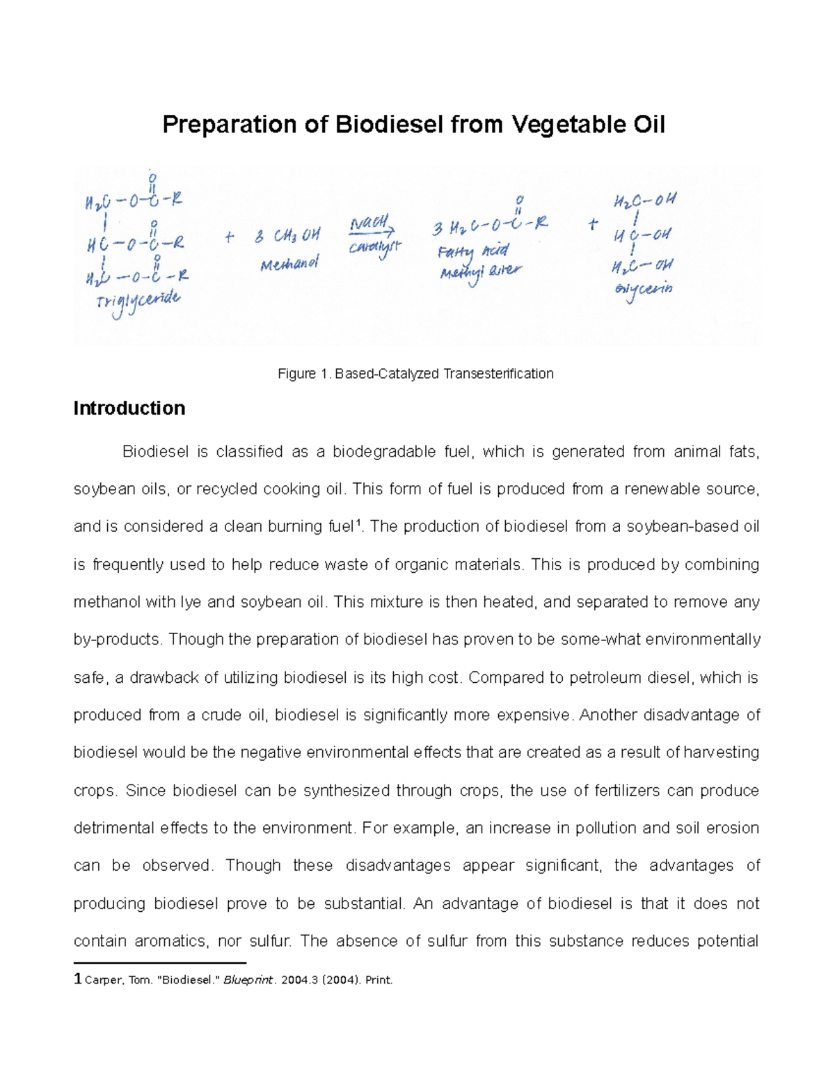 Experiment-5 - Grade: A - Preparation of Biodiesel from Vegetable Oil ...