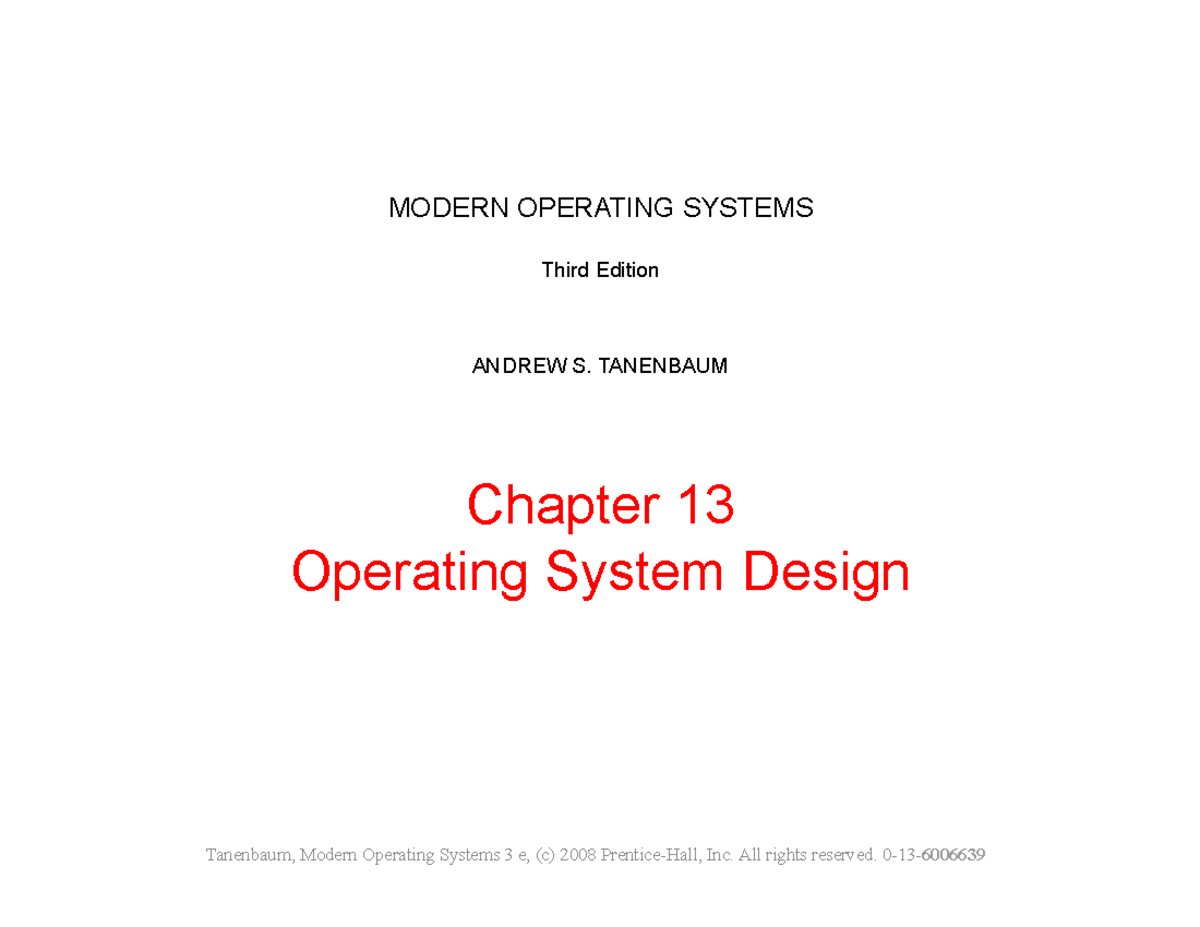 Chapter 13 - Sistemi operativi - MODERN OPERATING SYSTEMS Third Edition ...