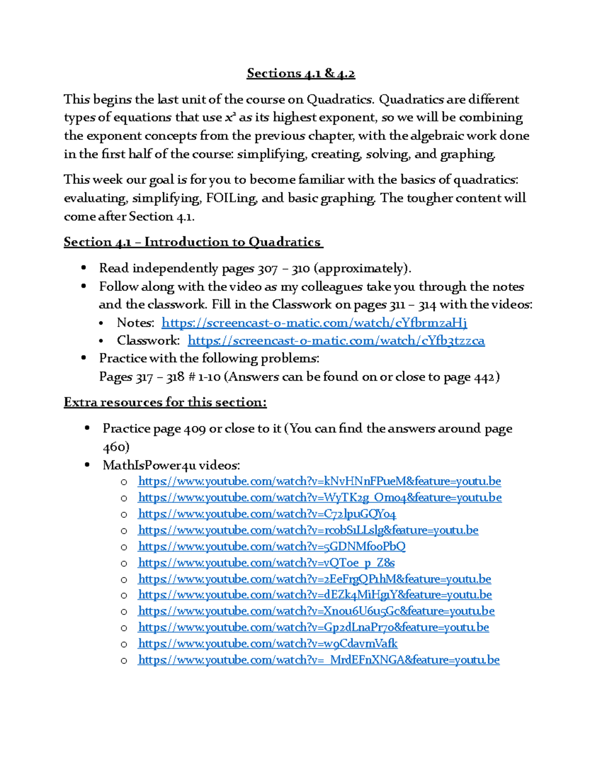 Sections 4 - math - Sections 4 & 4. This begins the last unit of the ...