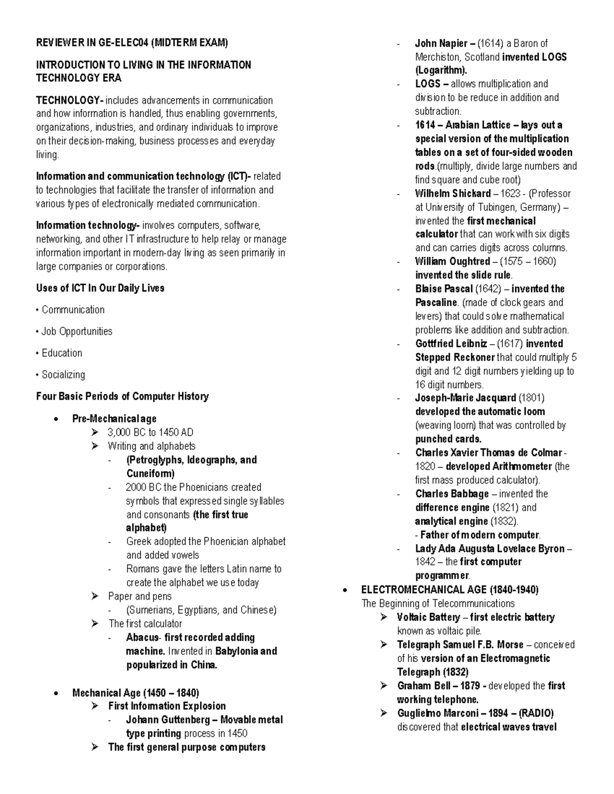 Reviewer IN GE-ELEC04 ( Midterm EXAM) - REVIEWER IN GE-ELEC04 (MIDTERM ...