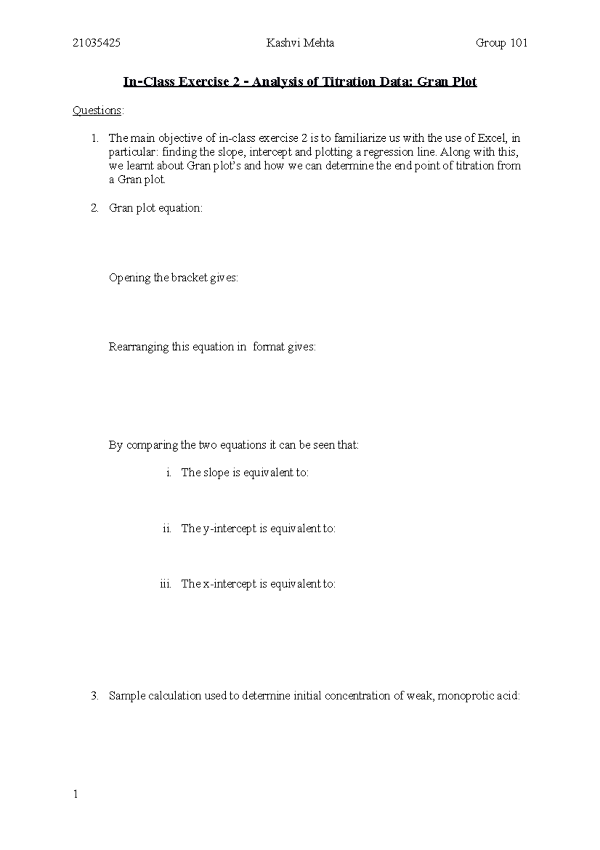 In-class exercise 2 - 21035425 Kashvi Mehta Group 101 In Class Exercise 2‐ ‐Analysis of ...