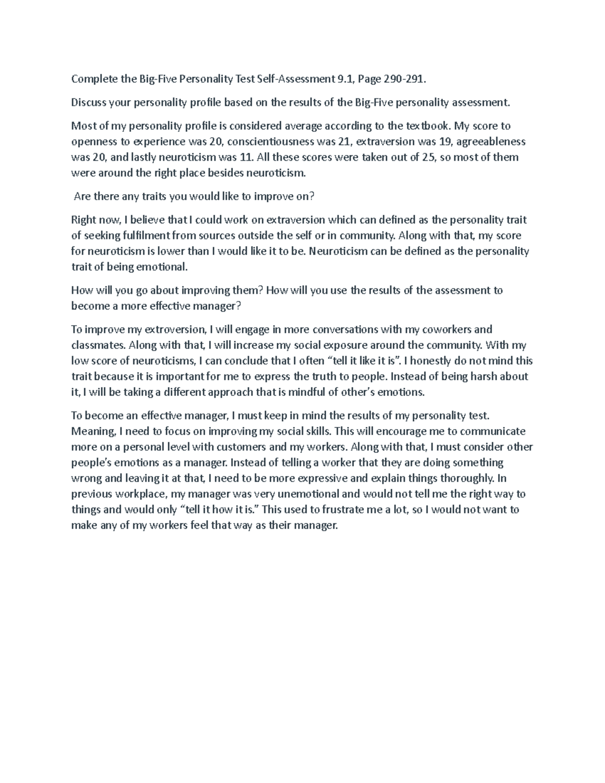 Big Five Personality Test - Complete the Big-Five Personality Test Self ...