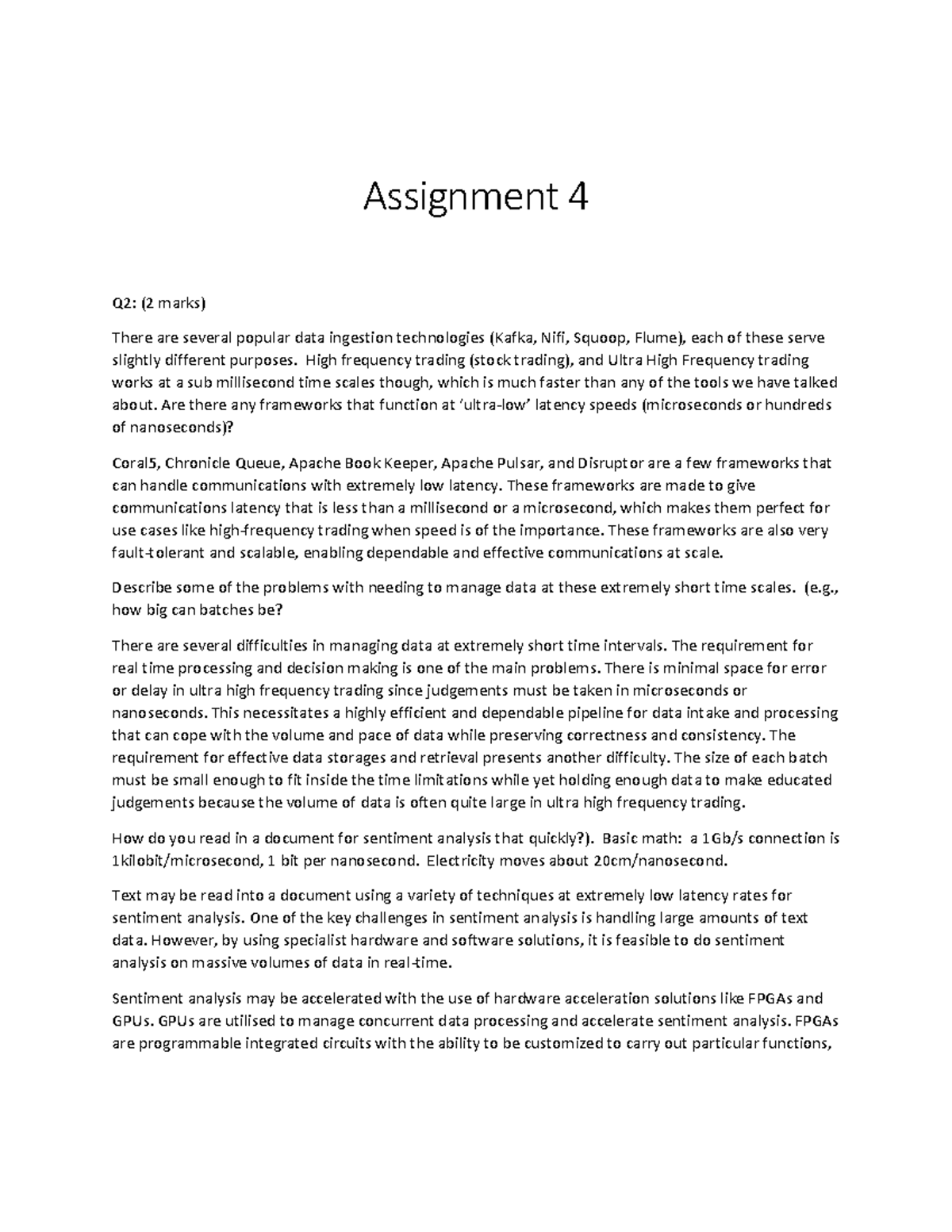 Big Data Assignment 4 Q2 Assignment 4 Q2 2 Marks There Are Several