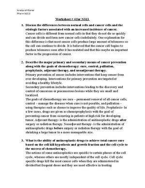 Worksheet #5 N313 - Pharmacotherapy is outlined as being used for ...