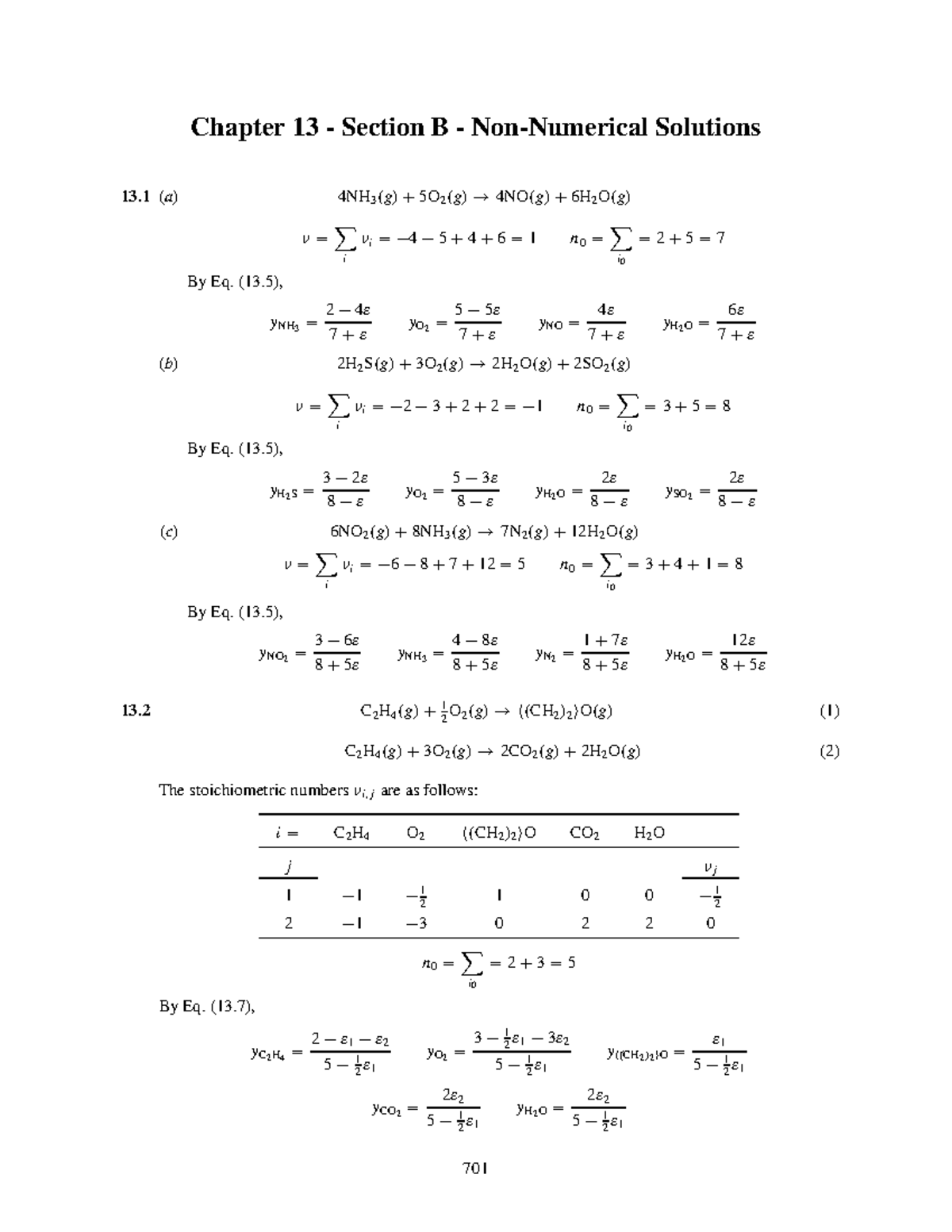 SM 13B - lecture note - Chapter 13 - Section B - Non-Numerical Solutions 13 ( a )4NH 3 ( g )+5O ...