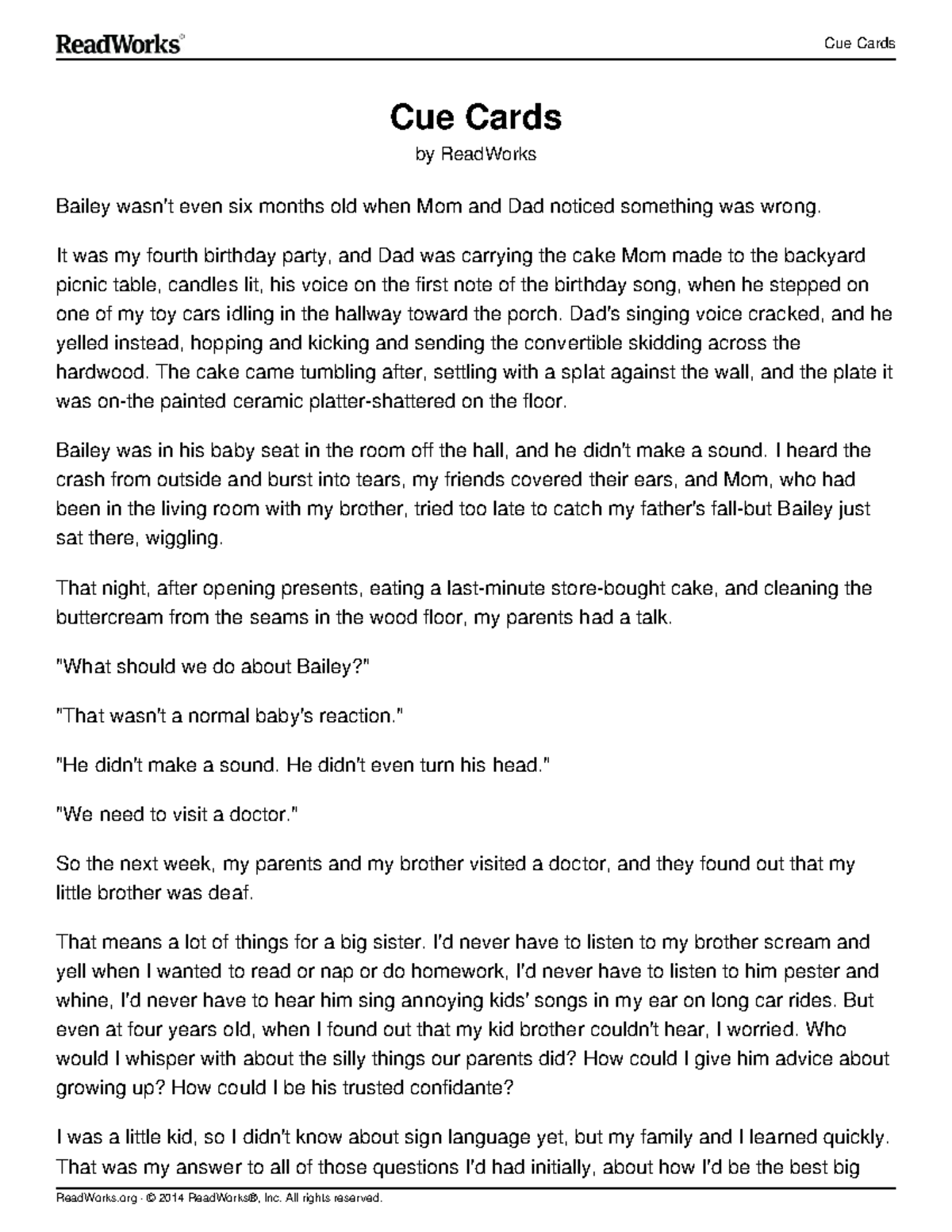 Cue Cards by Read Works - mmmmm - Cue Cards Cue Cards by ReadWorks ...