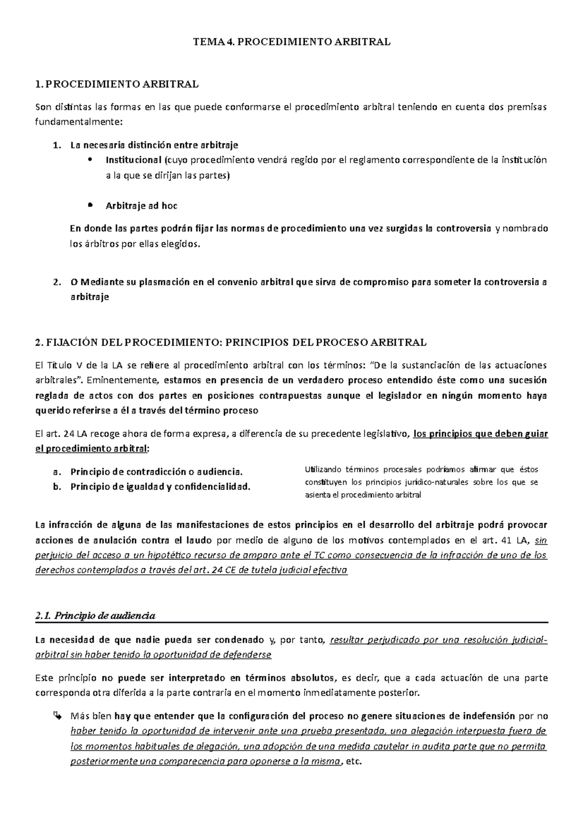 Tema 4 (Procedimiento arbitral) - TEMA 4. PROCEDIMIENTO ARBITRAL 1 ...