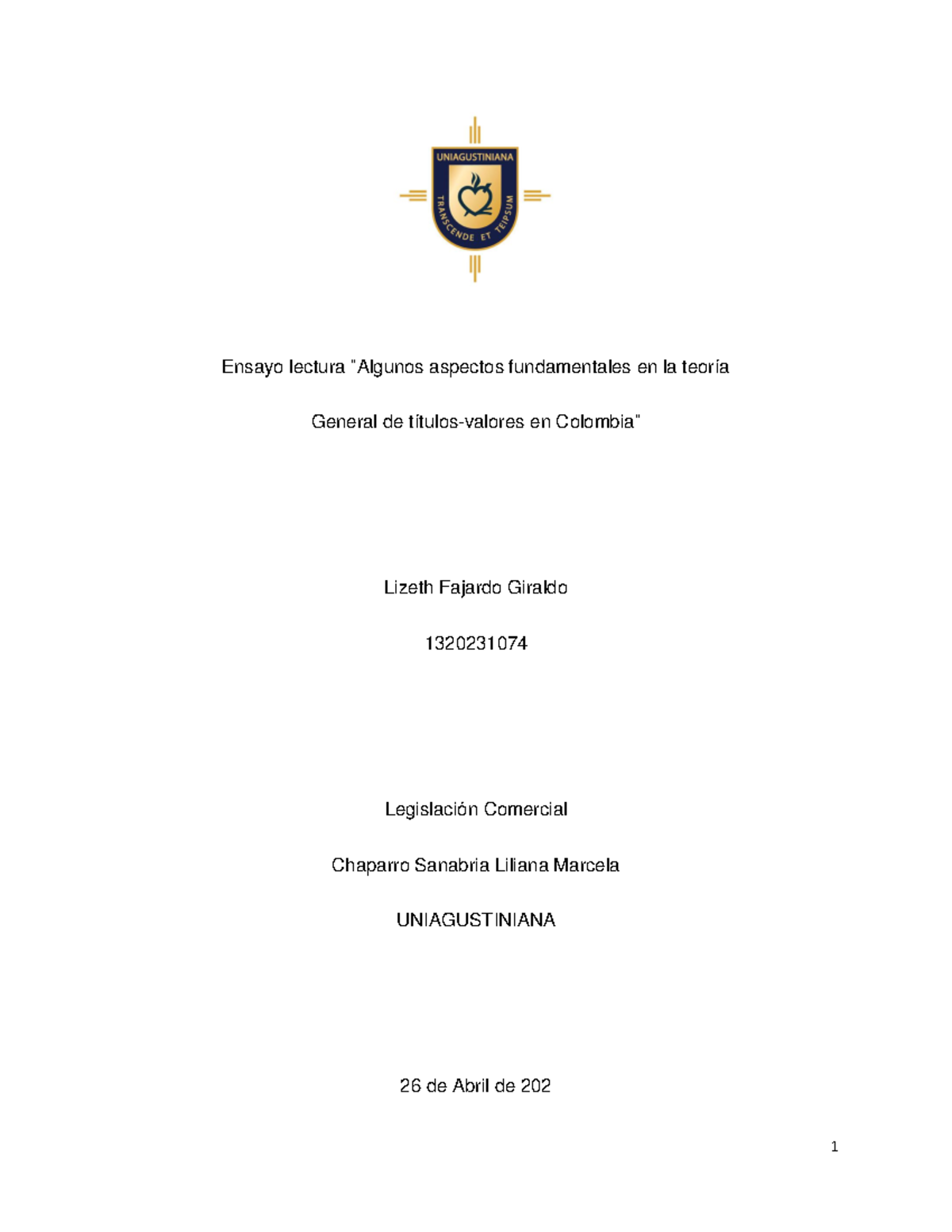 Ensayo lectura - sisisisi - Ensayo lectura “Algunos aspectos ...