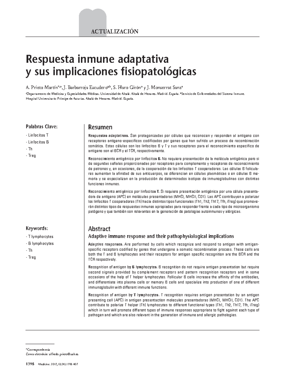 Respuesta inmune adaptativa y sus implicaciones fisiopatológicas j.med.2016 - Respuesta inmune ...