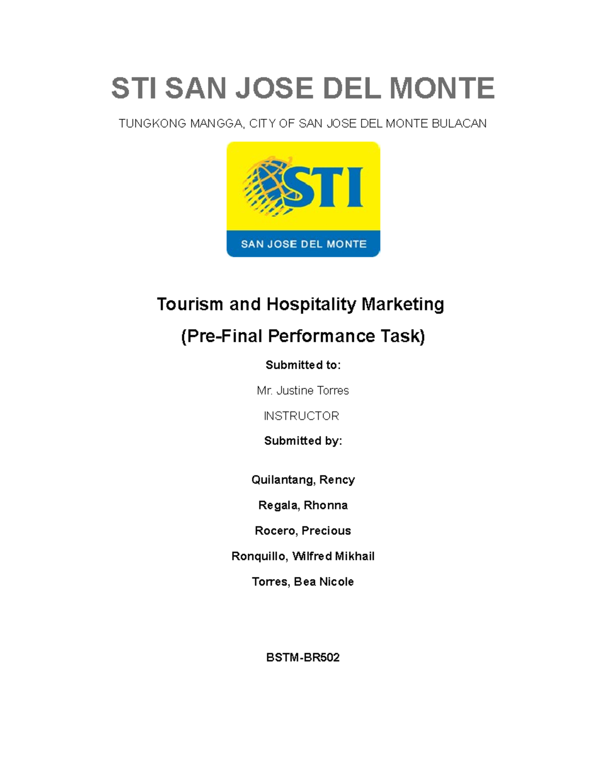 Marketin PLAN THM Group 1 - STI SAN JOSE DEL MONTE TUNGKONG MANGGA ...