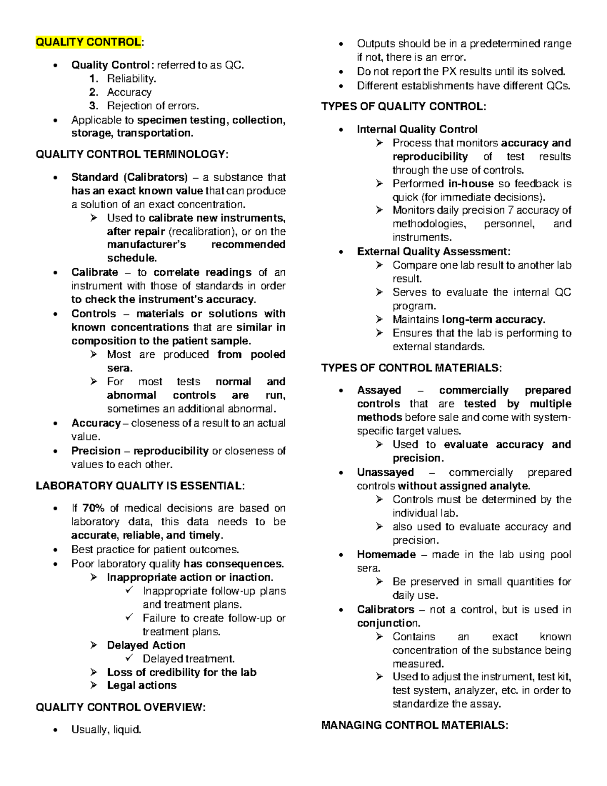 ­ Quality Control - QUALITY CONTROL: Quality Control: referred to as QC ...