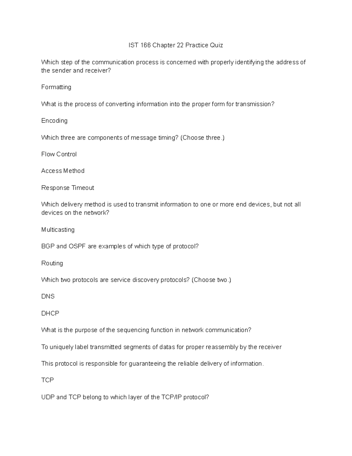 IST 166 Chapter 22 Quiz - Module 22 Practice Problems - IST 166 Chapter ...
