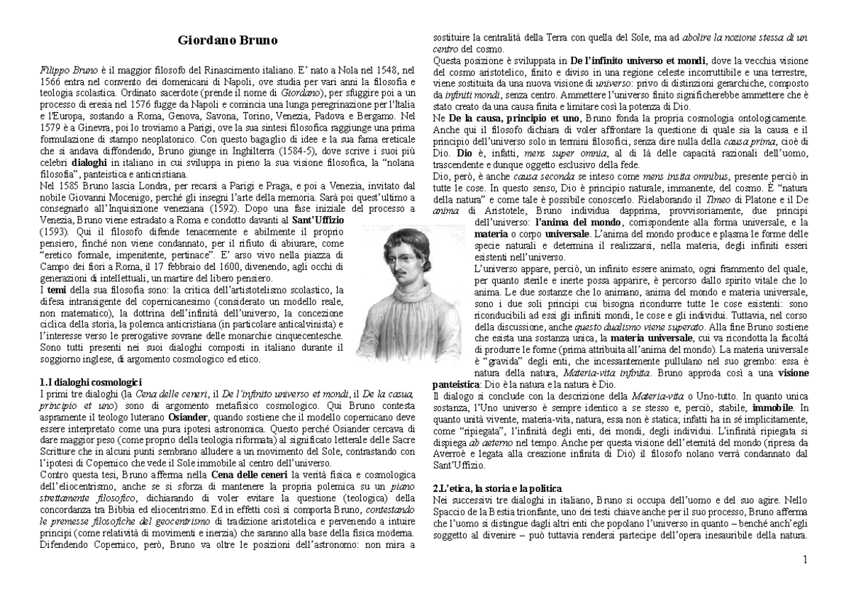 Bruno - libro - Giordano Bruno Filippo Bruno è il maggior filosofo del ...