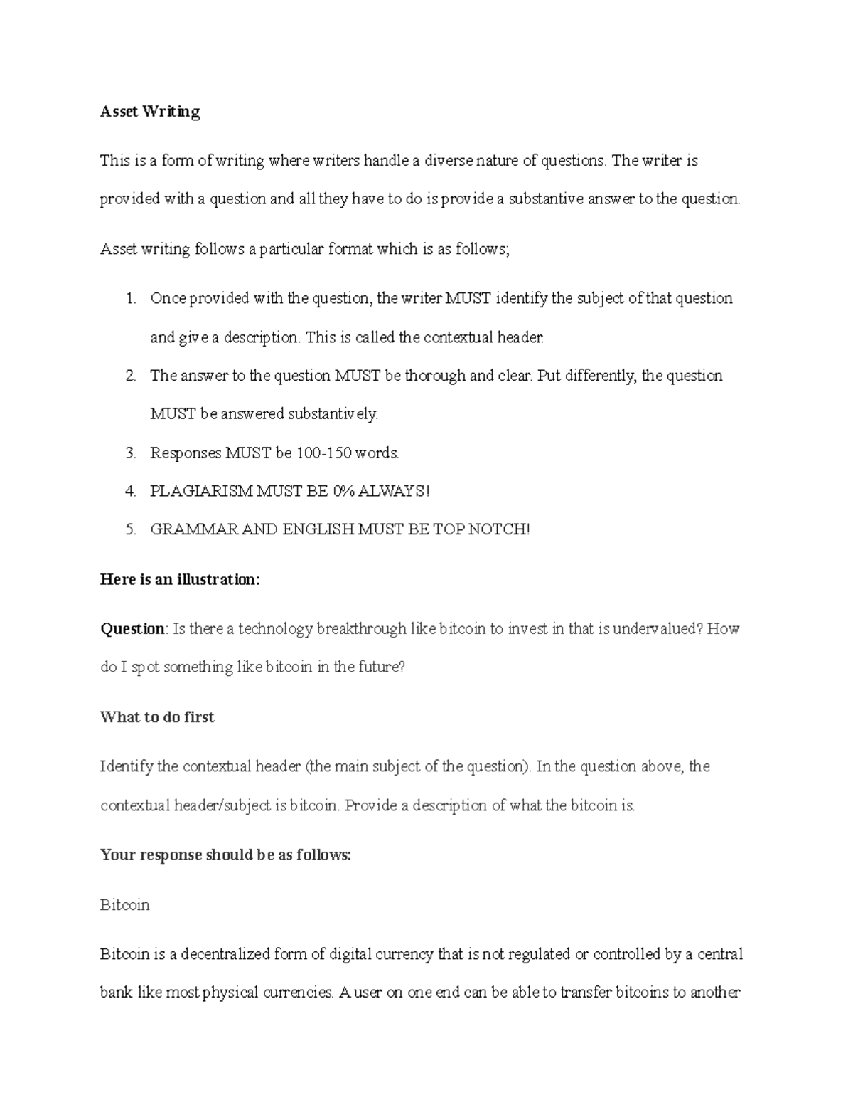 Asset Writing Guidelines Asset Writing This Is A Form Of Writing