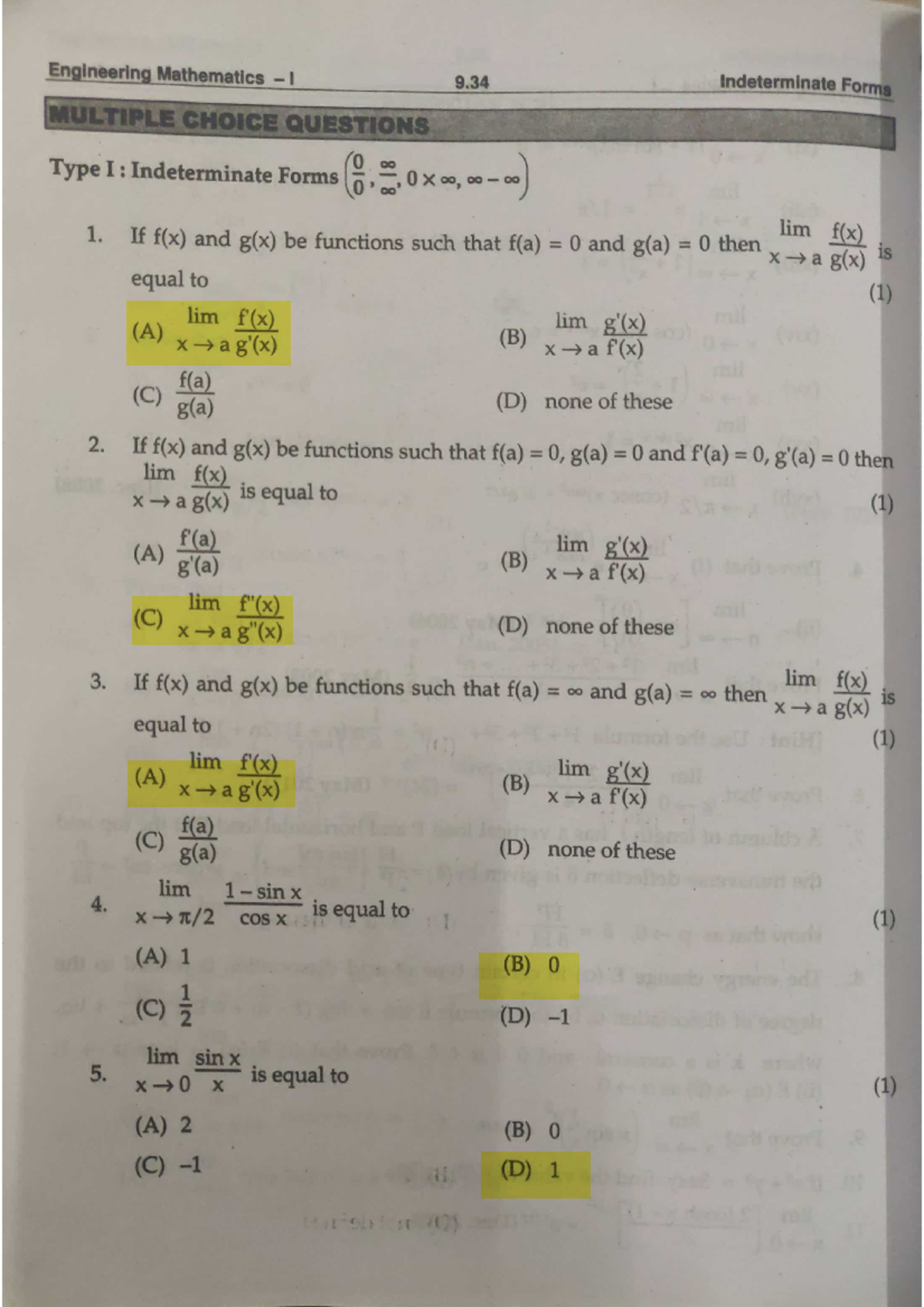 Indeterminate forms MCQs - Computer Engineering - Studocu