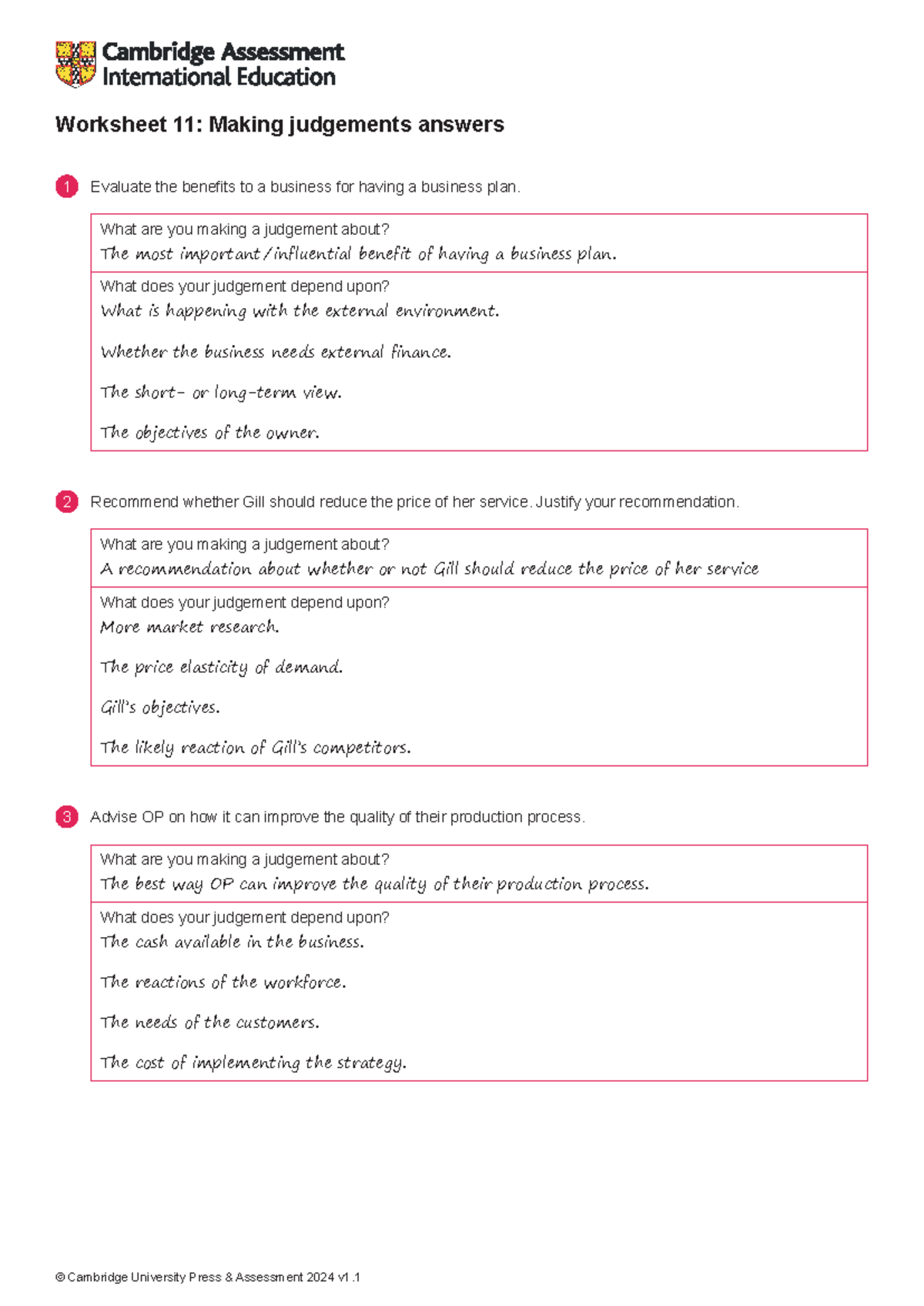 AO4 Worksheet 11 Making judgements answers - © Cambridge U niversity ...