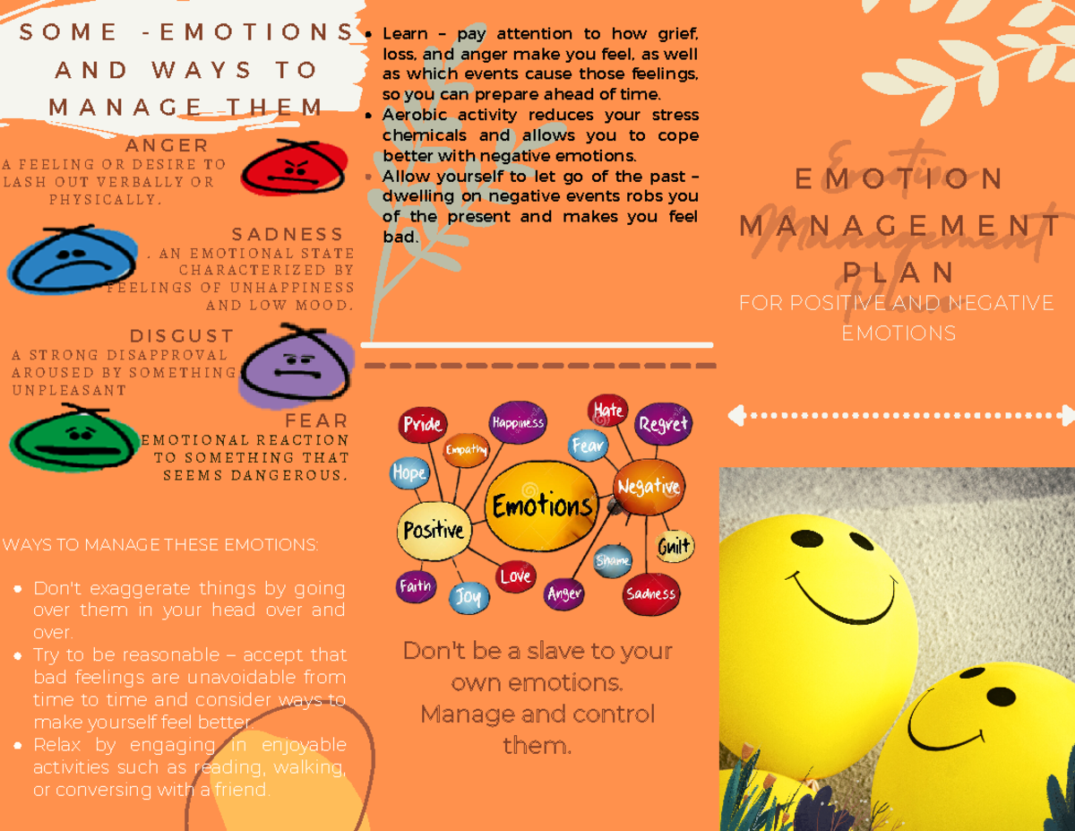 Emotion Management PLAN - Learn – pay attention to how grief, loss, and ...