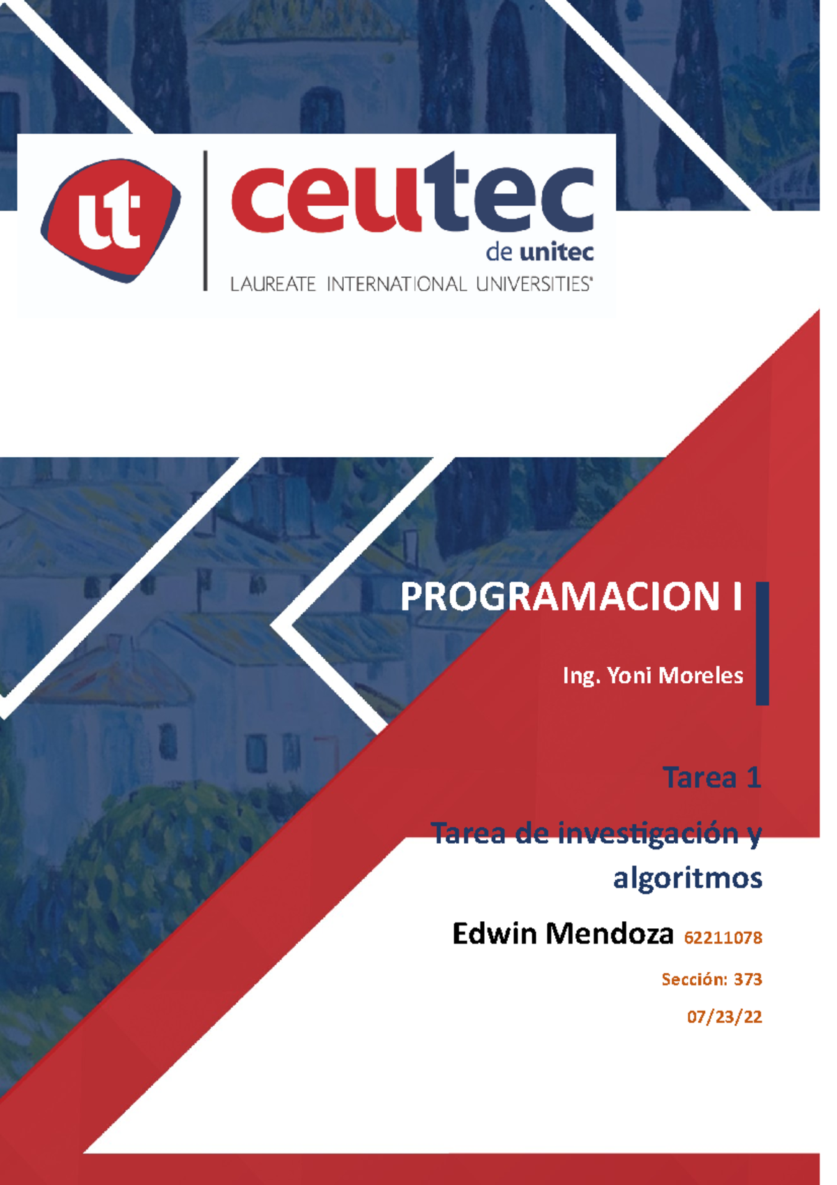 Tarea S1 Edwin Mendoza 62211078 Programacion I - PROGRAMACION I Ing ...