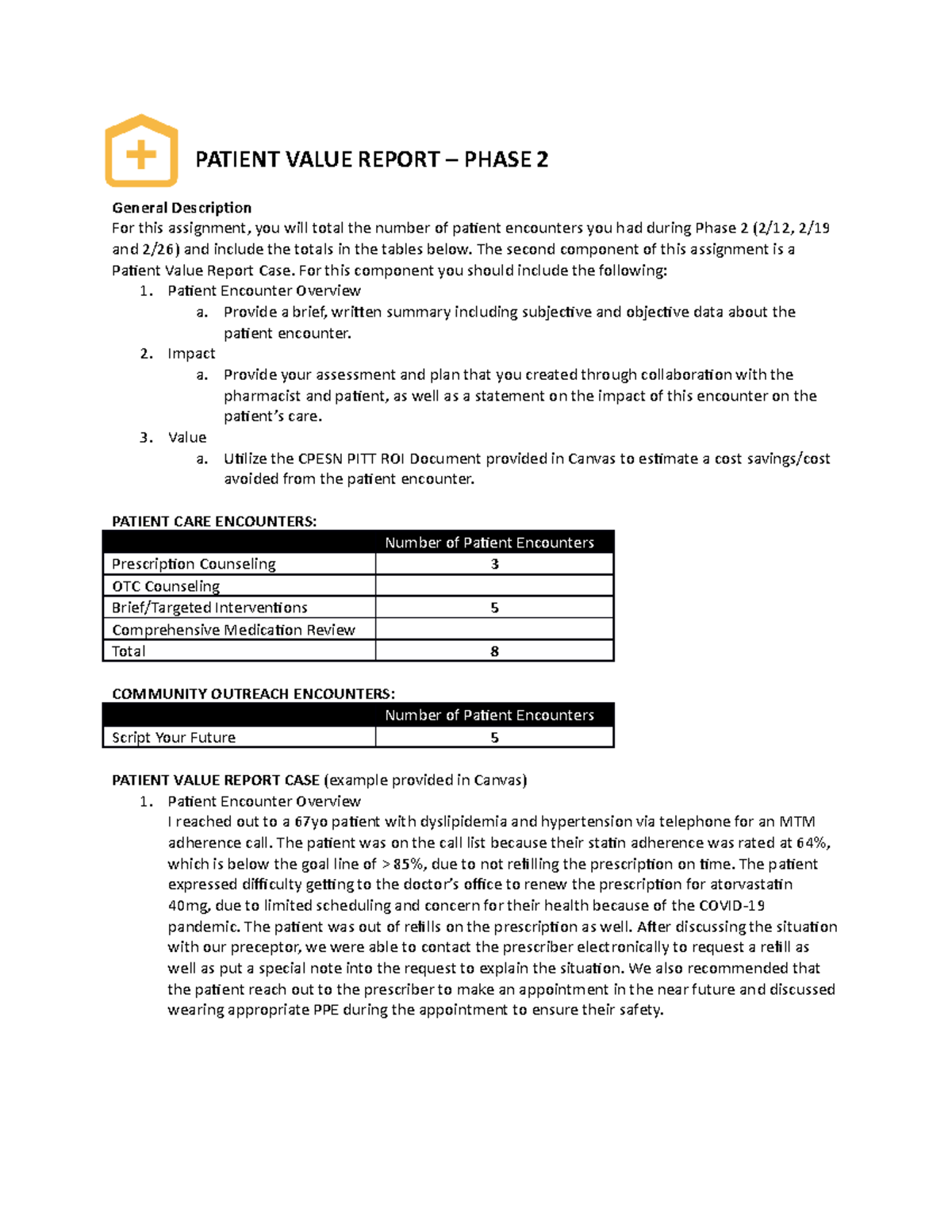 Patient Value Report Phase 2 - PATIENT VALUE REPORT – PHASE 2 General ...