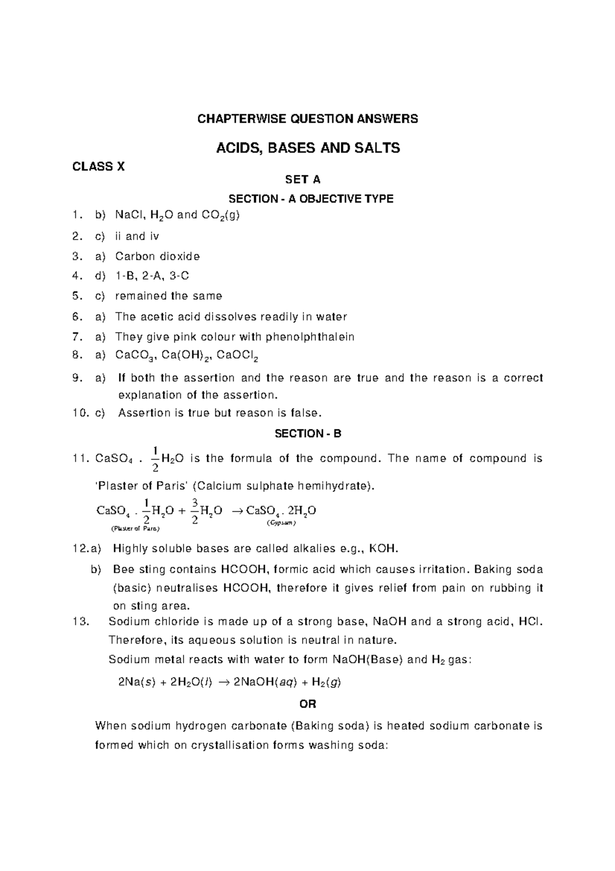 Acids, Bases AND Salts - ...... - CHAPTERWISE QUESTION ANSWERS ACIDS ...