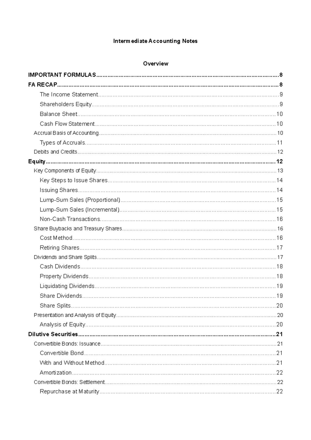 Intermediate Accounting Notes - Intermediate Accounting Notes IMPORTANT ...