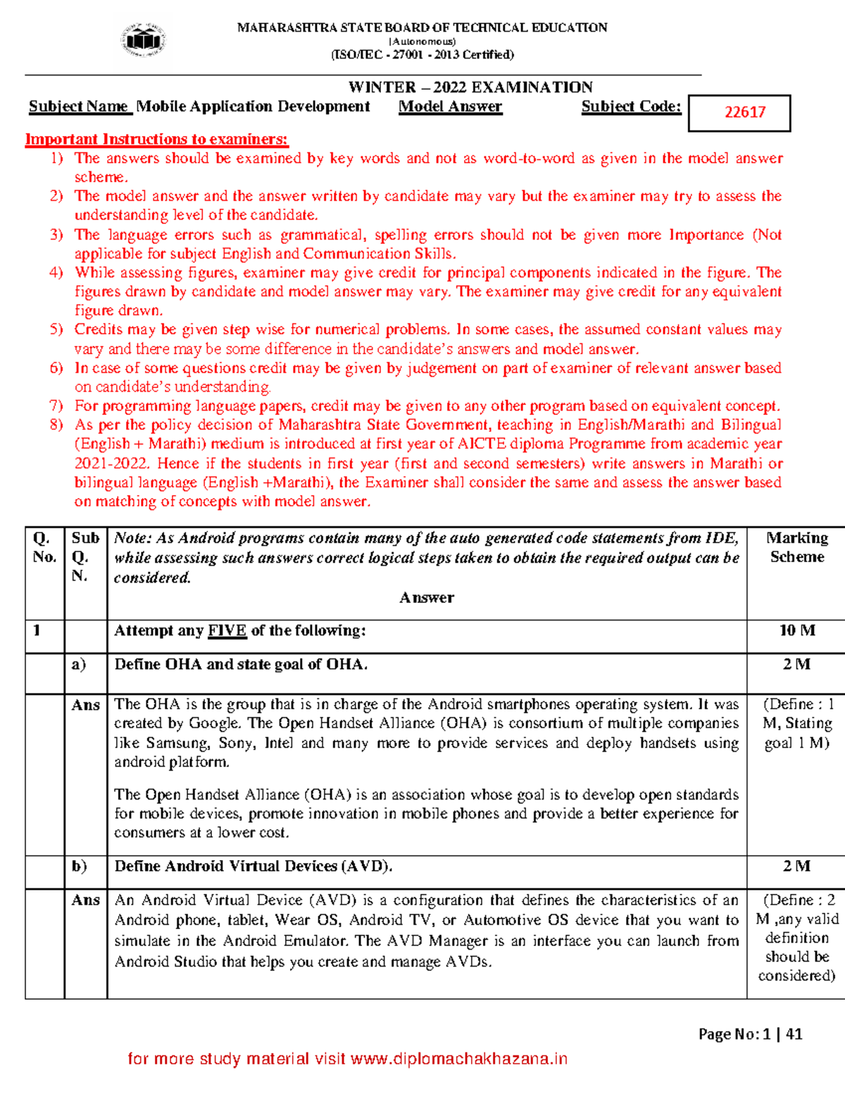 Winter 22 (MAD) - (Autonomous) (ISO/IEC - 27001 - 2013 Certified) WINTER – 2022 EXAMINATION ...
