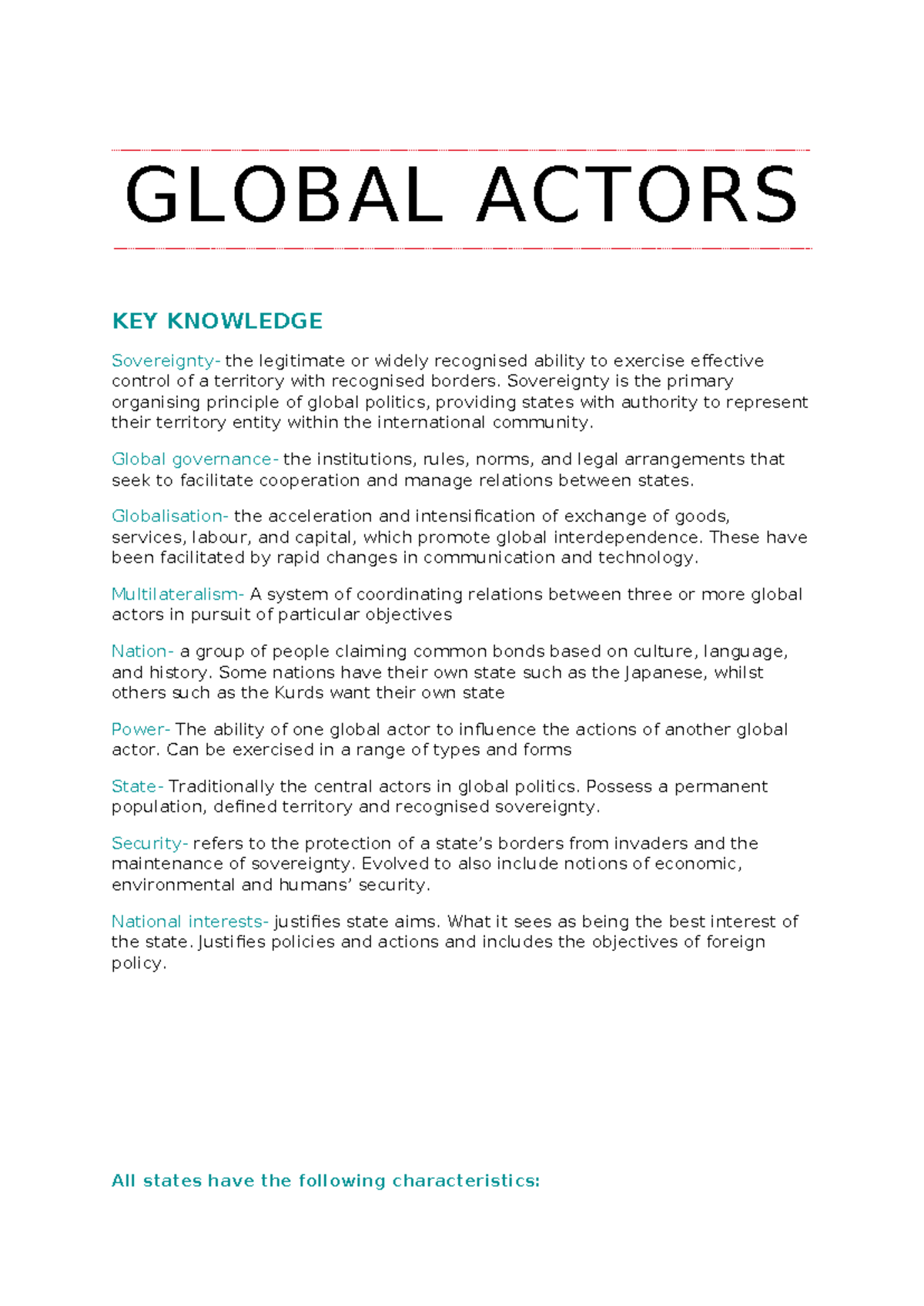 GLOBAL ACTORS AOS 3.1 DETAILED NOTES - GLOBAL ACTORS ####### KEY ...