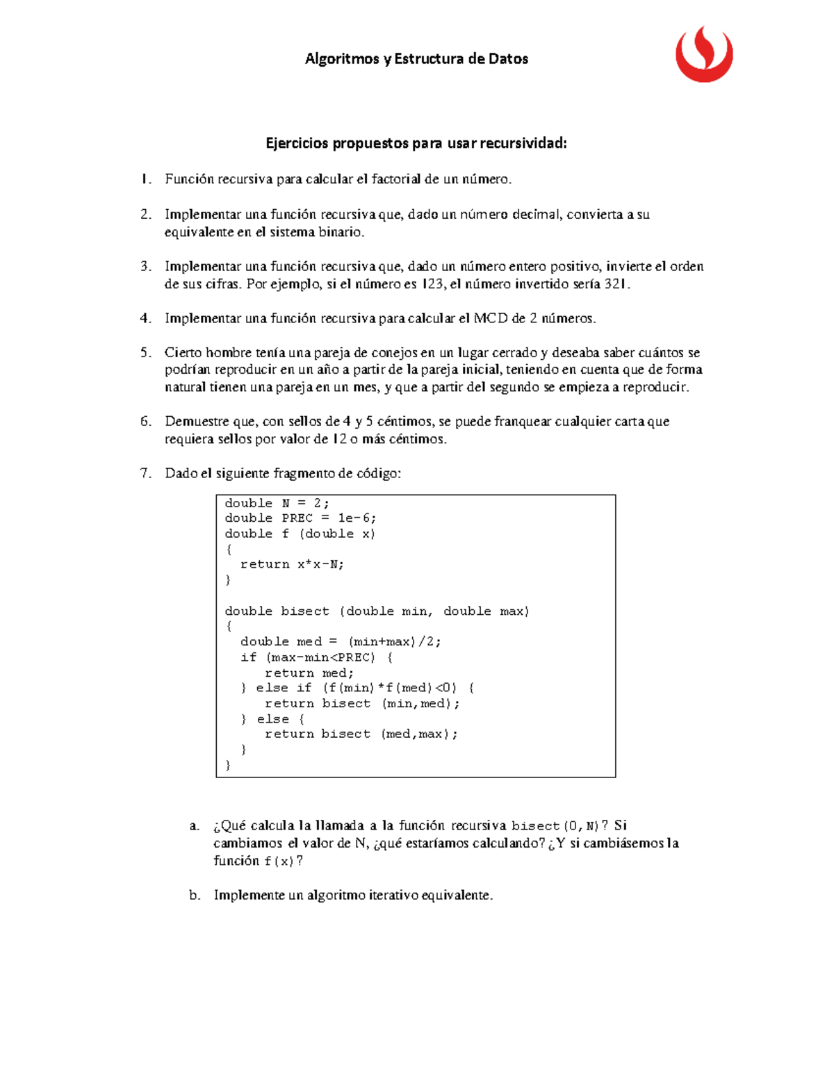 Ejercicios propuestos para usar recursividad - Función recursiva para ...