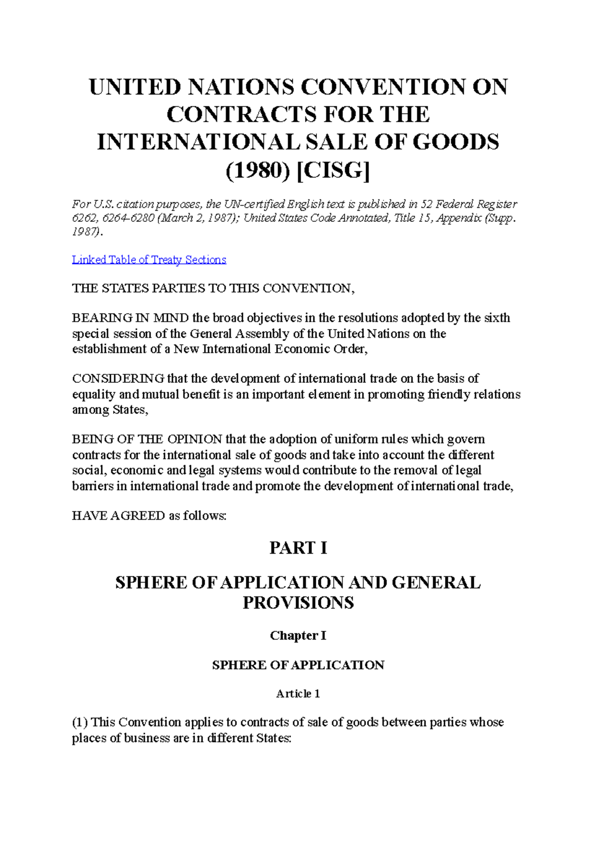 CISG 1980 - UNITED NATIONS CONVENTION ON CONTRACTS FOR THE ...