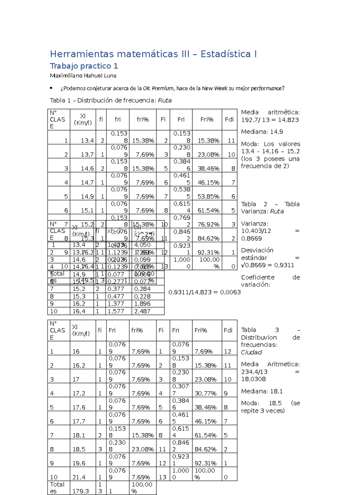 TP 1 Estadistica I - Herramientas matemáticas III – Estadística I ...