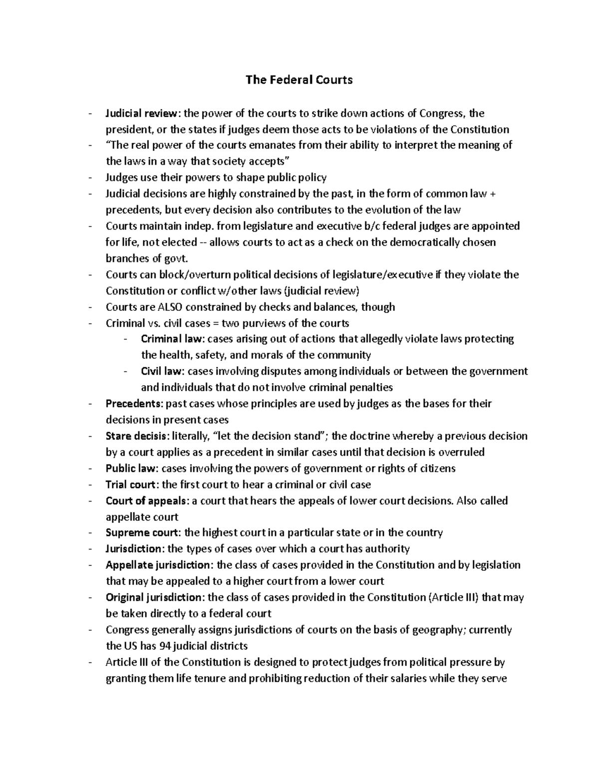 American Politics - The Federal Courts - The Federal Courts Judicial ...