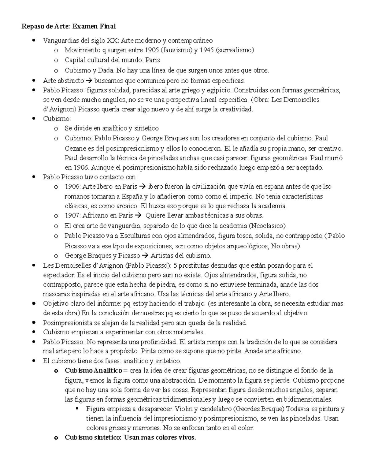 ARTE3276 Examen final - Emilia Quiñonez - Repaso de Arte: Examen Final ...