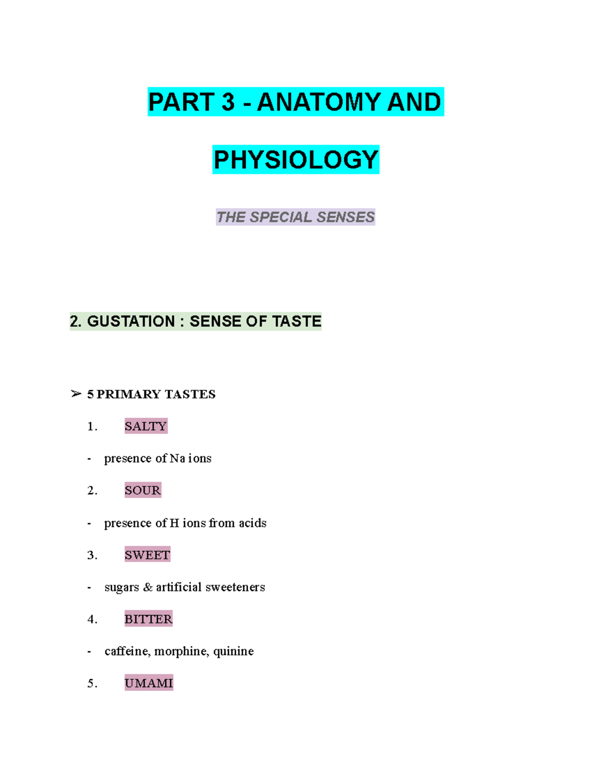 PART 3 - Anatomy AND Physiology - PART 3 - ANATOMY AND PHYSIOLOGY THE ...