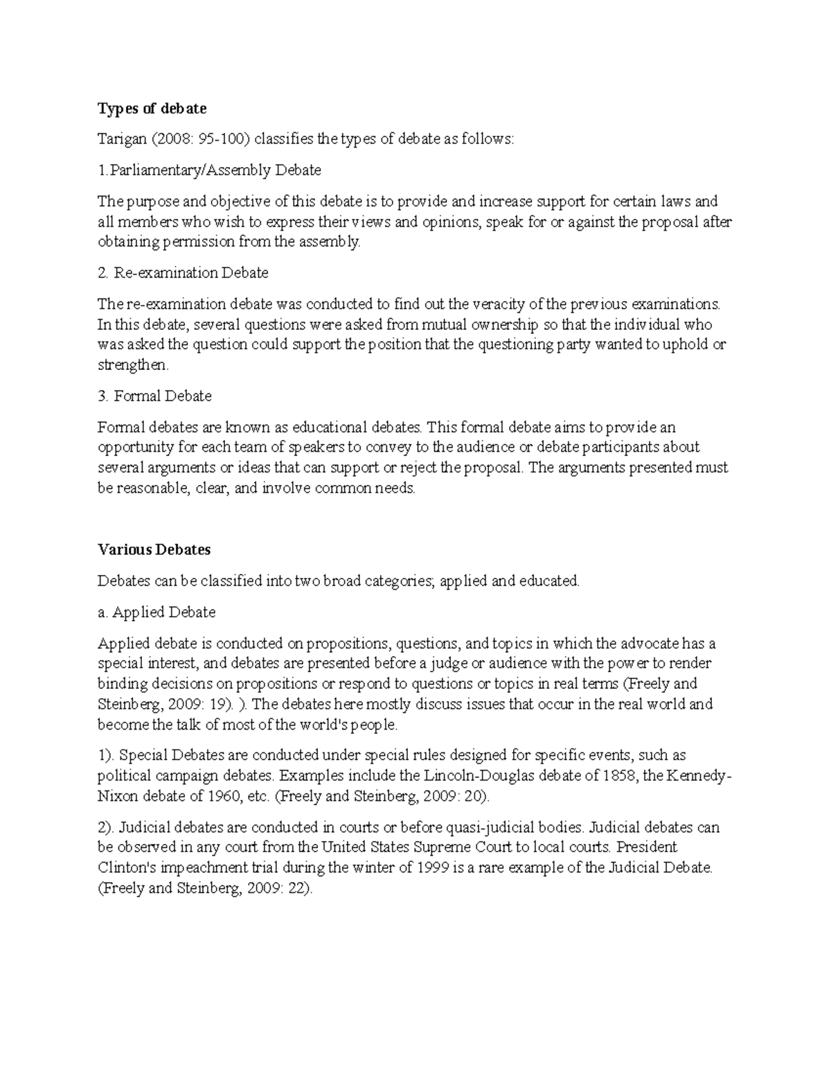 Public Speaking_Types of debate - Types of debate Tarigan (2008: 95-100 ...