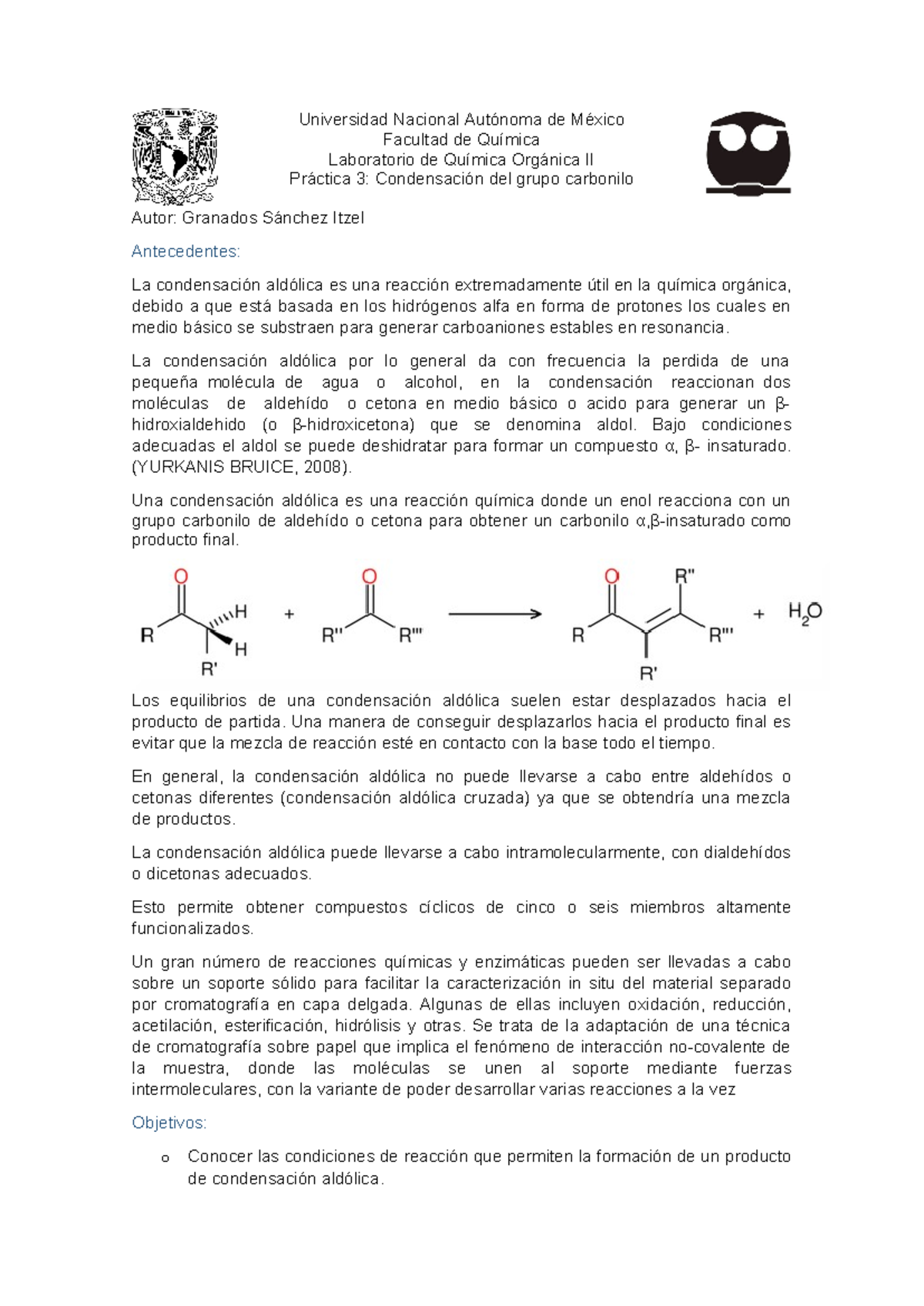 P3 QOII - Práctica 3 química orgánica 2 - Universidad Nacional Autónoma ...