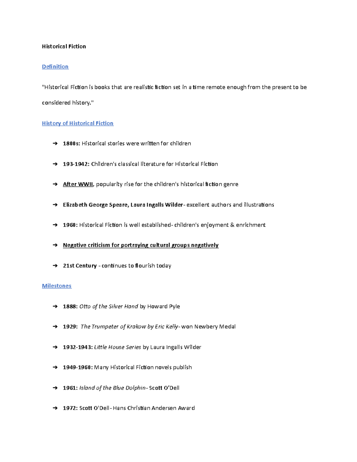 Historical Fiction - Lecture notes Chapter 6 - ENGL 2341 - LSC - Studocu