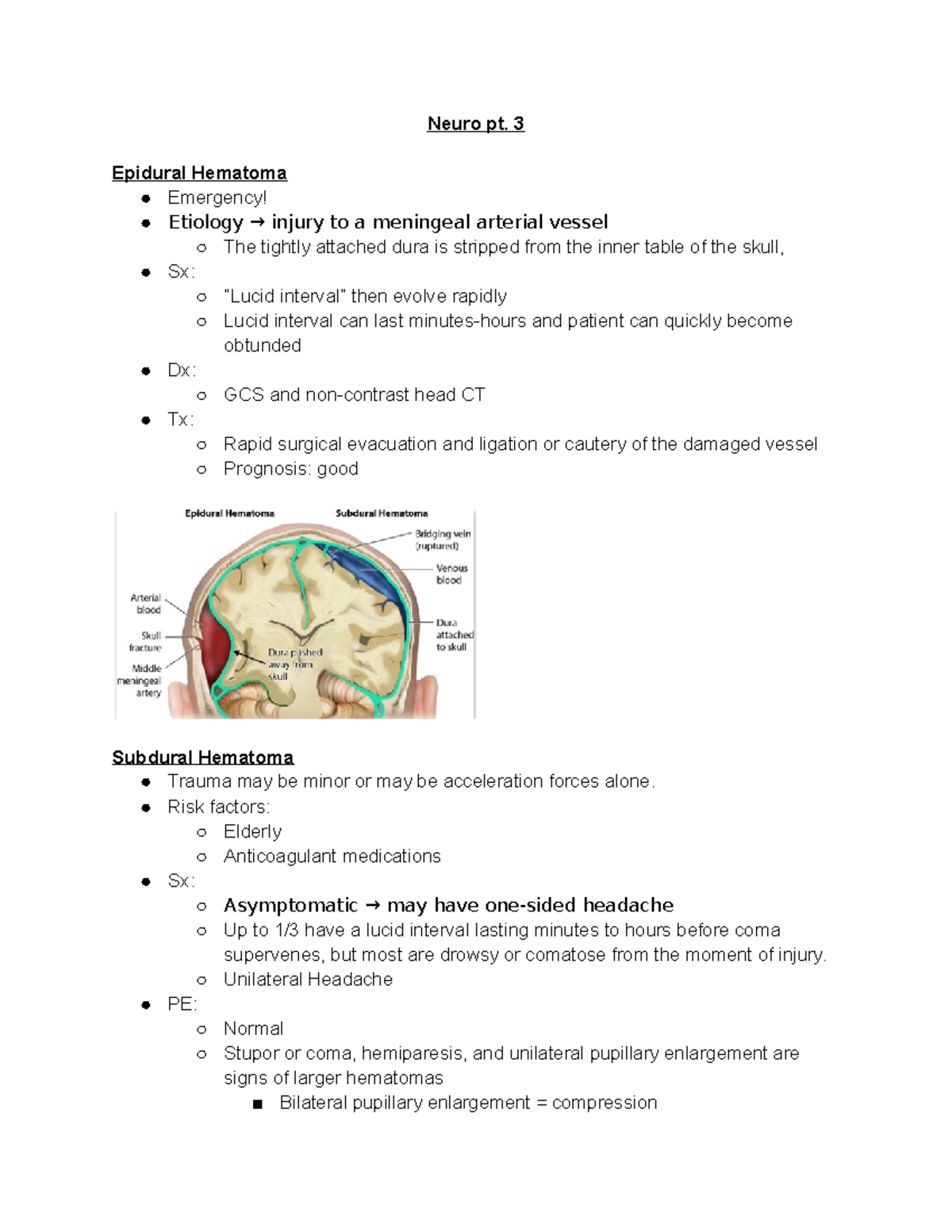 Neuro pt 3 - Neuro pt. 3 Epidural Hematoma Emergency! Etiology → injury ...