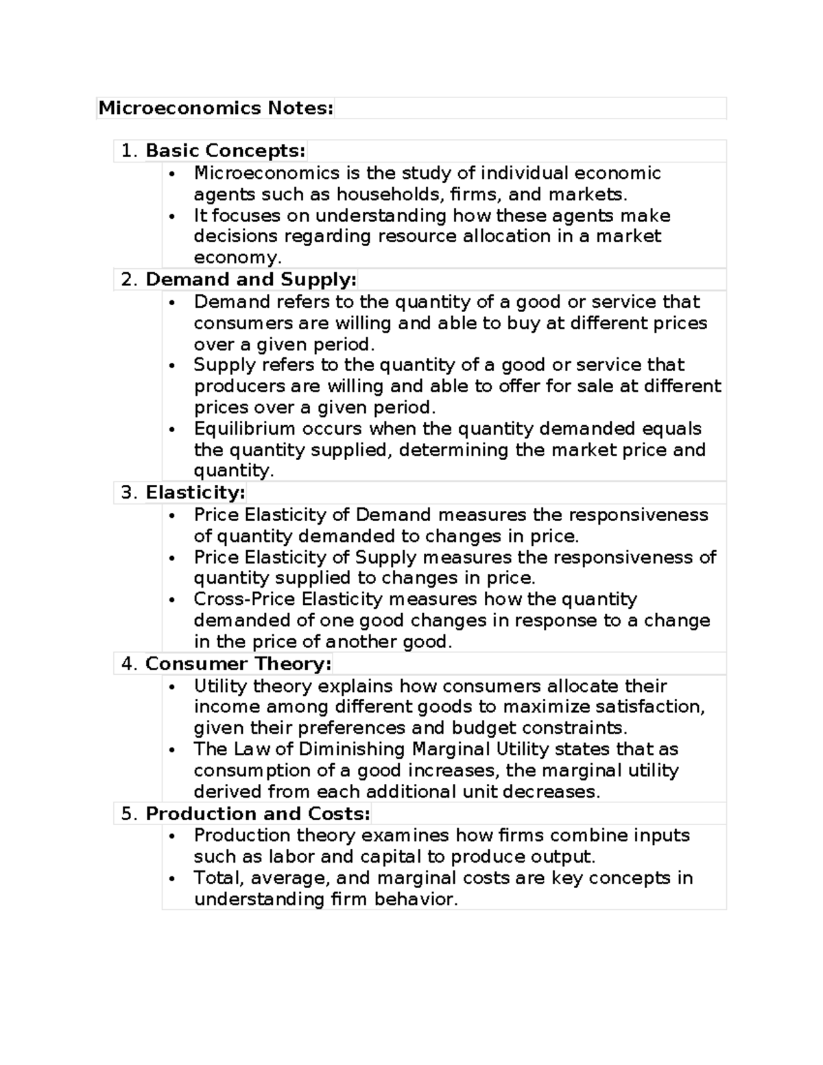Econ302 - Notes 1 - Microeconomics Notes: 1. Basic Concepts ...