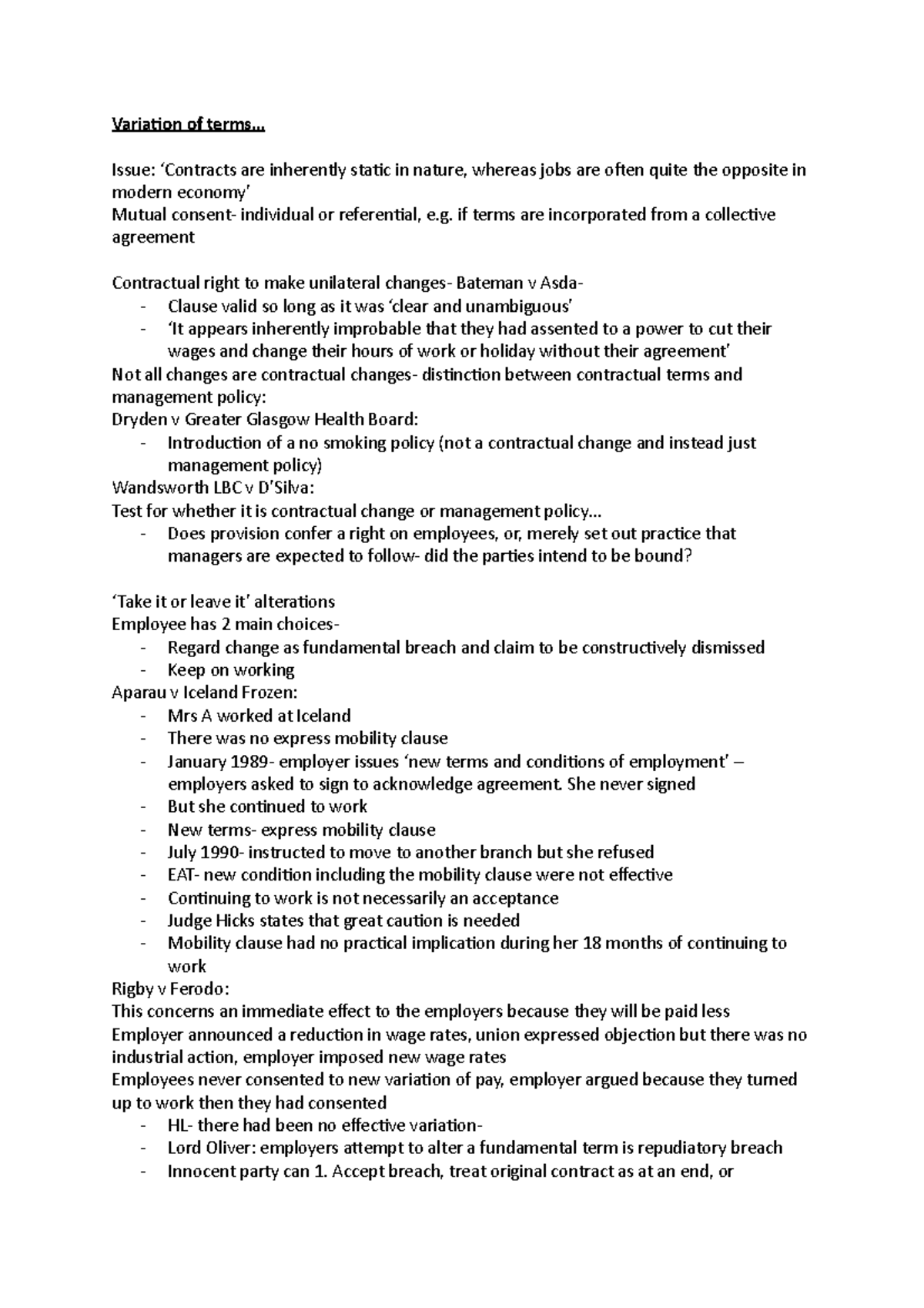 Variation of terms - .. Issue: ‘Contracts are inherently static in ...