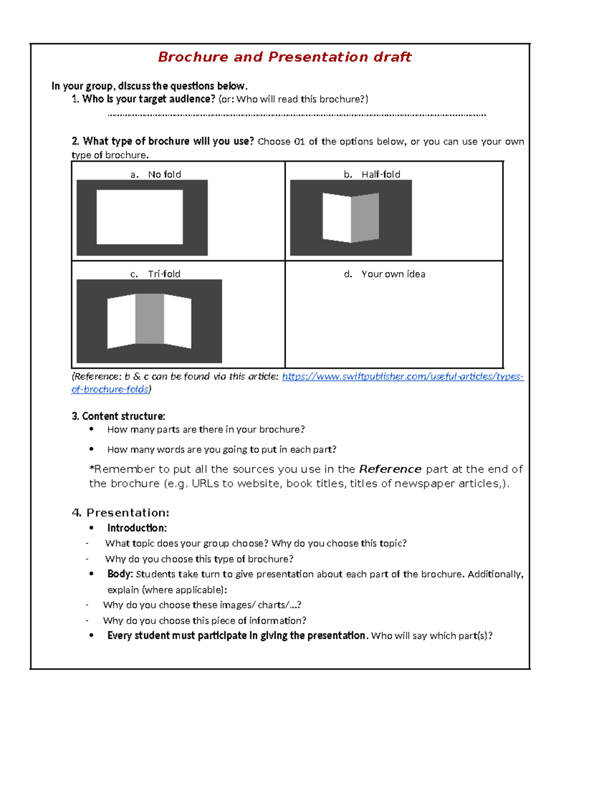 3. Brochure AND Presentation Draft - Brochure and Presentation draft 💡 ...
