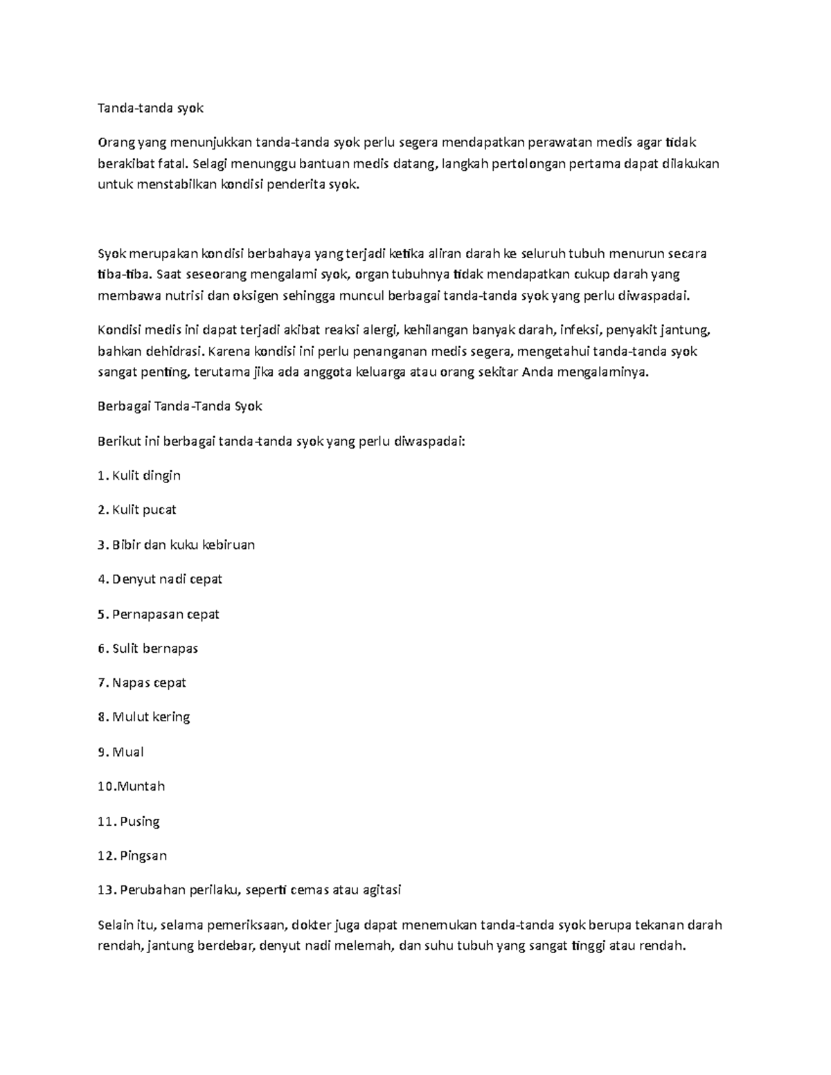 Tanda-tanda syok - Tanda-tanda syok - Tanda-tanda syok Orang yang ...
