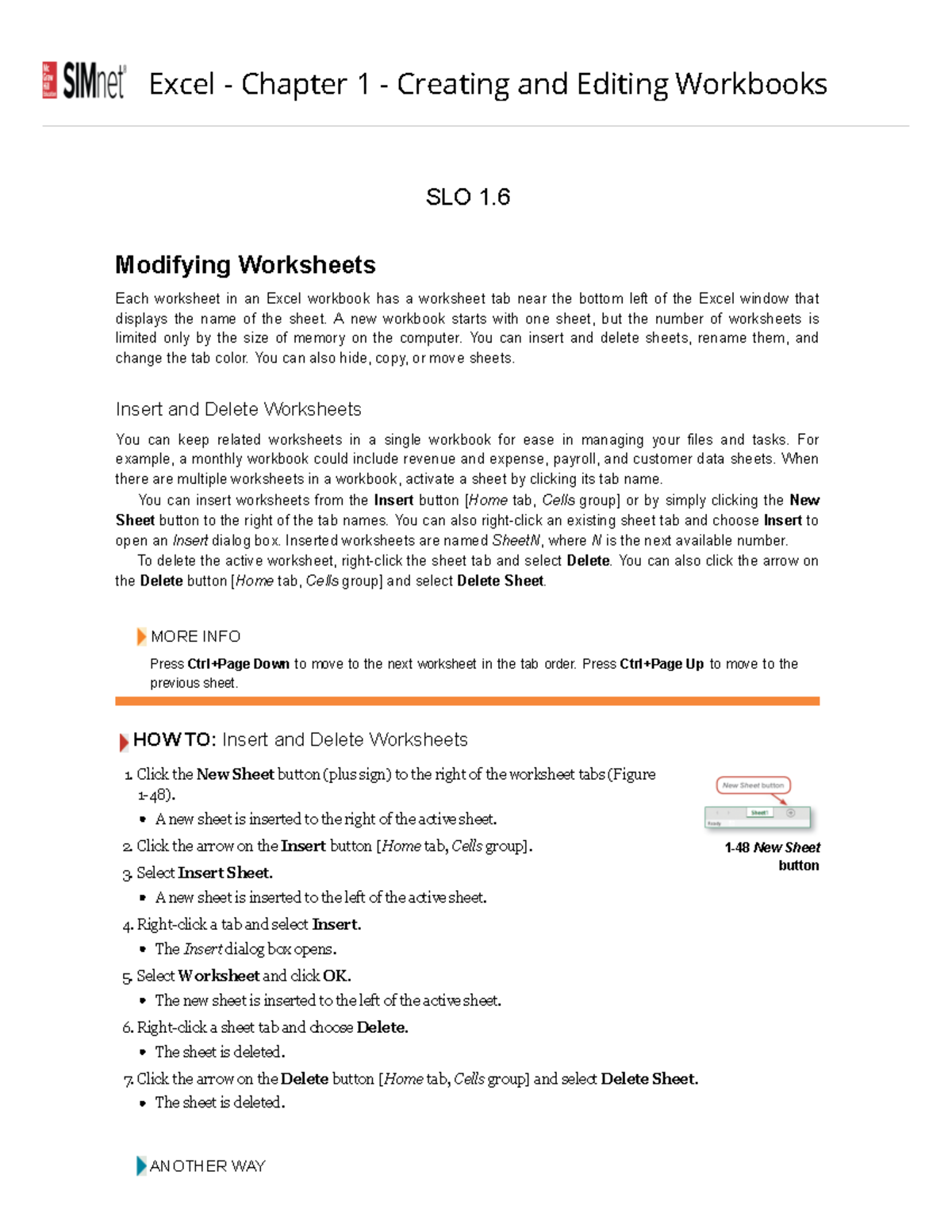 SLO 1.6 - Modifying Worksheets - Excel - Chapter 1 - Creating and Editing Workbooks SLO 1. - Studocu
