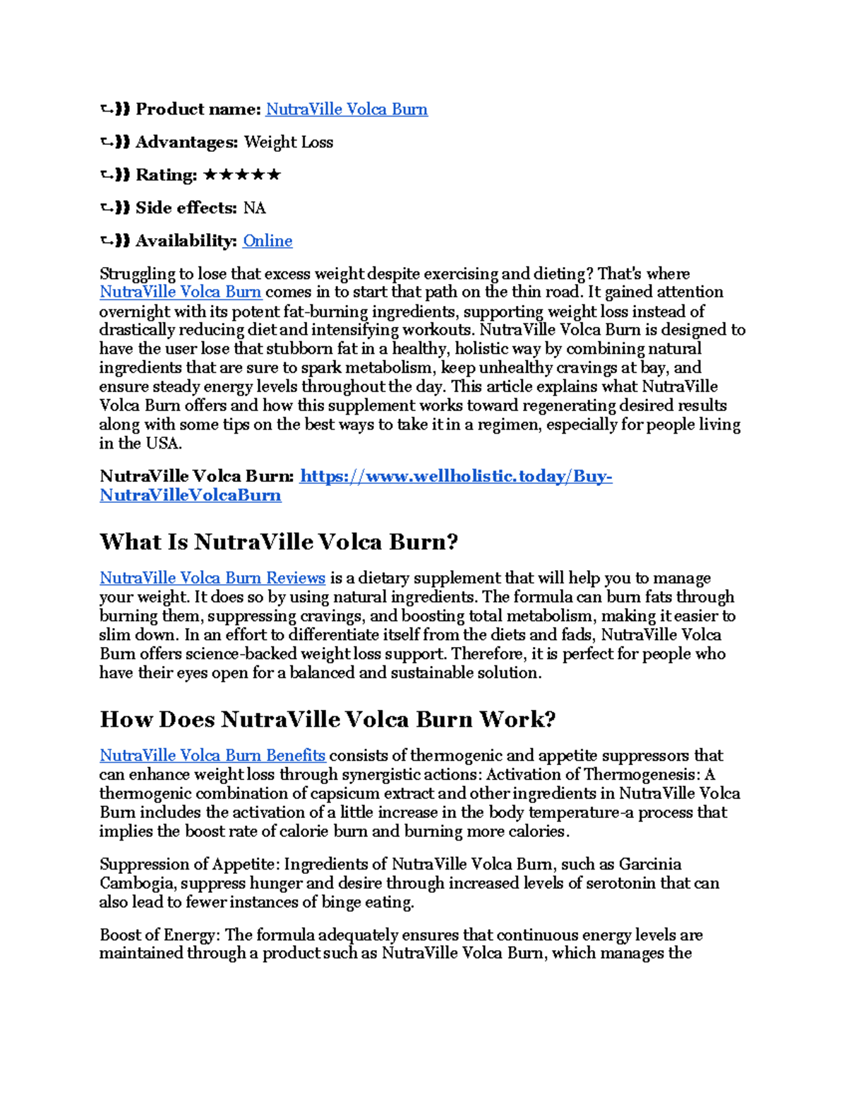 [NutraVille Volca Burn] USA Top "Weight Loss" Supplement for 2024 ...