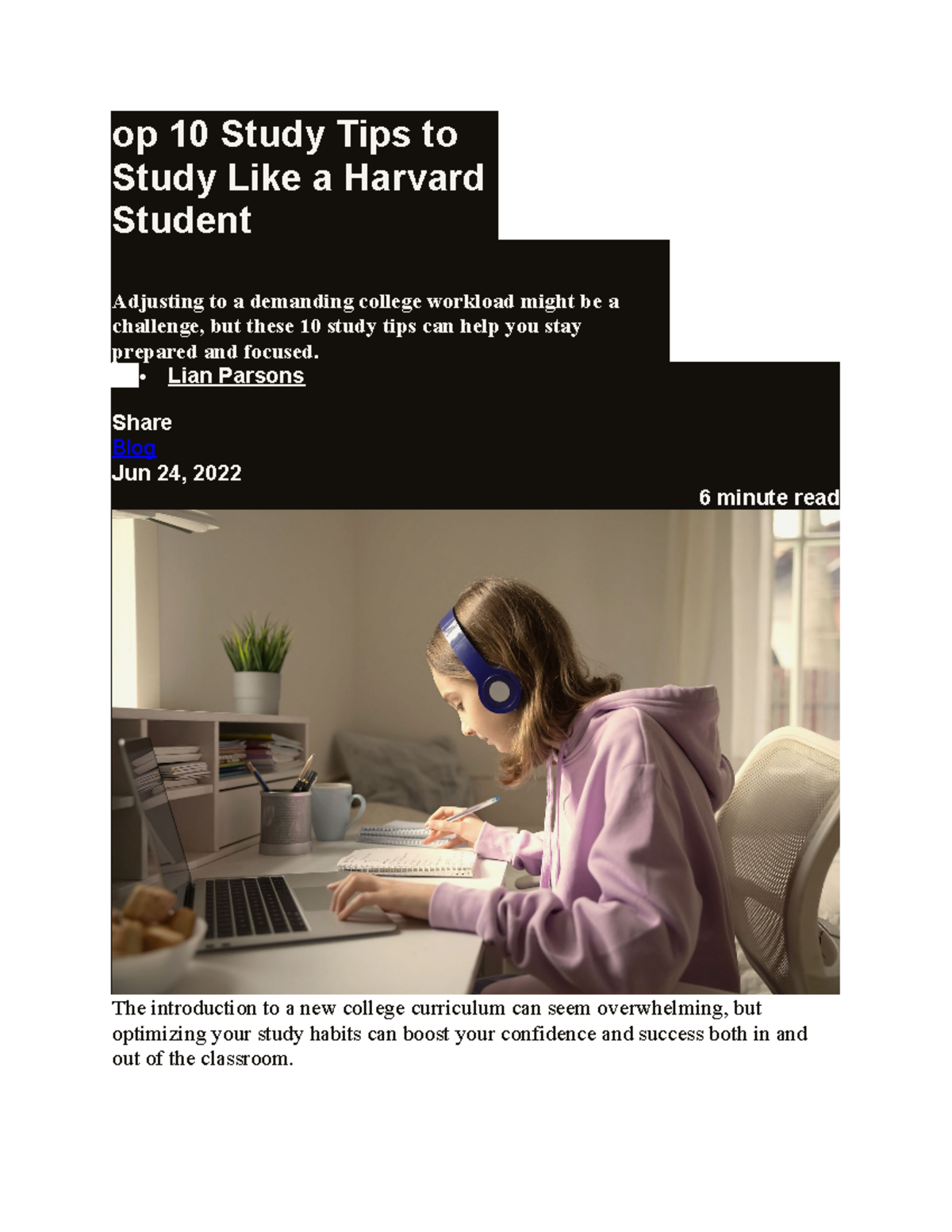 Op 10 Study Tips to Study Like a Harvard Student - op 10 Study Tips to ...